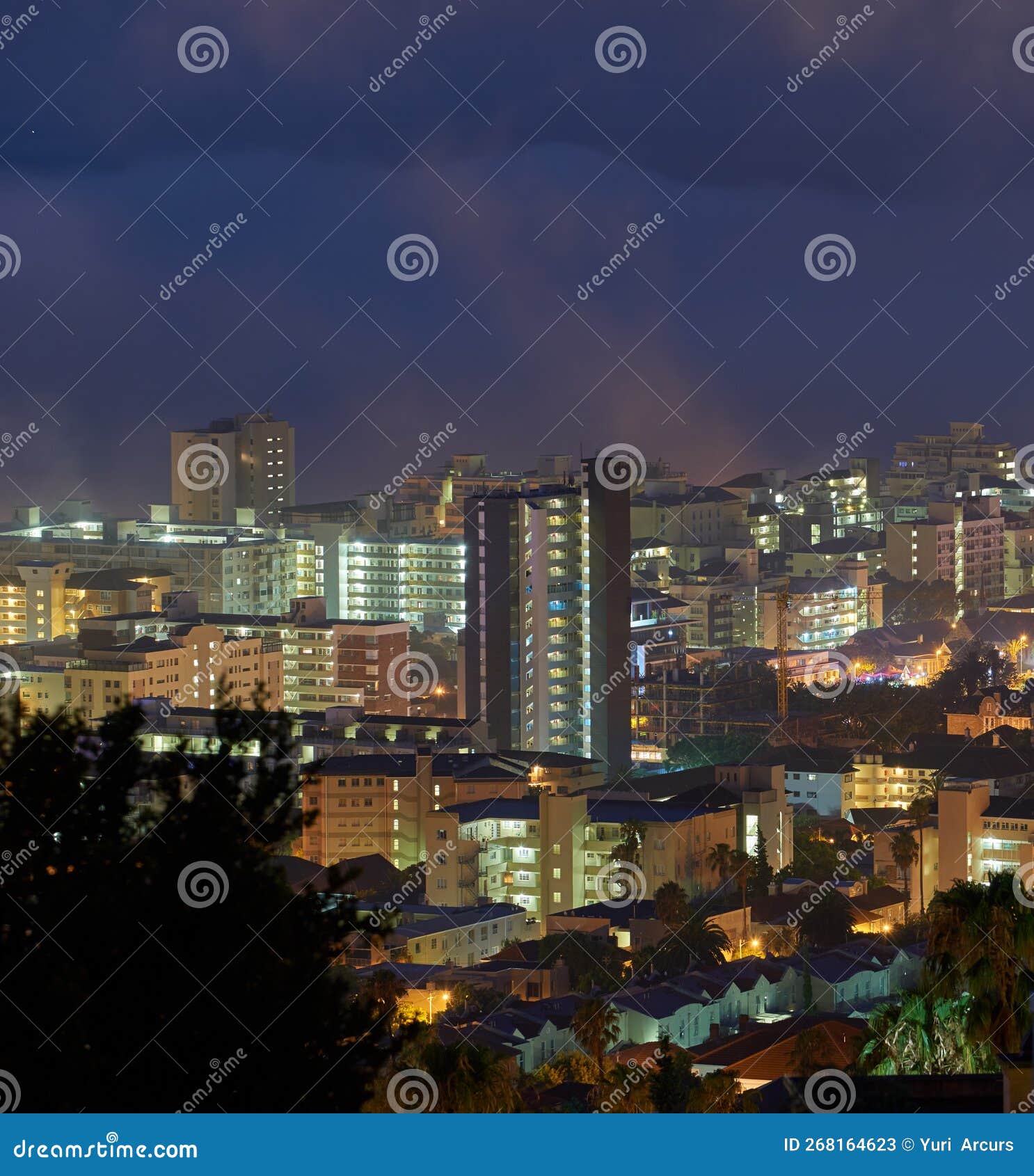 The City Comes Alive at Night. View of a City Landscape at Night. Stock ...