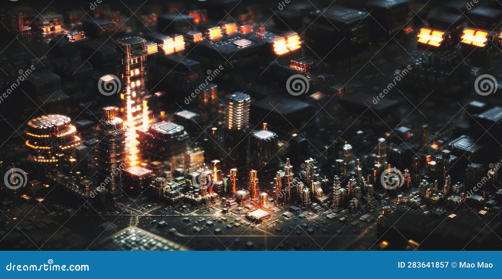 A City Composed of Computer Chips. Concept of Digital City Stock ...
