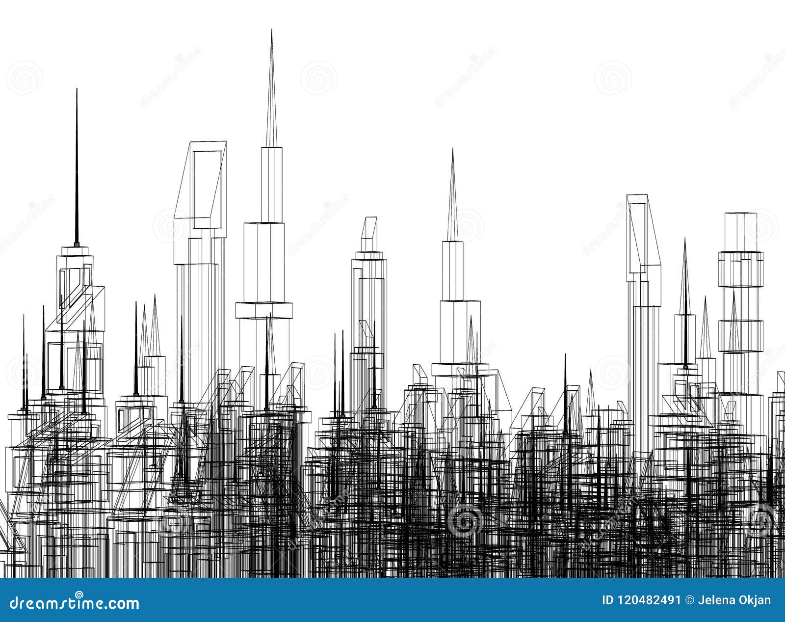 City Concept Architect Blueprint - Isolated Stock Illustration ...