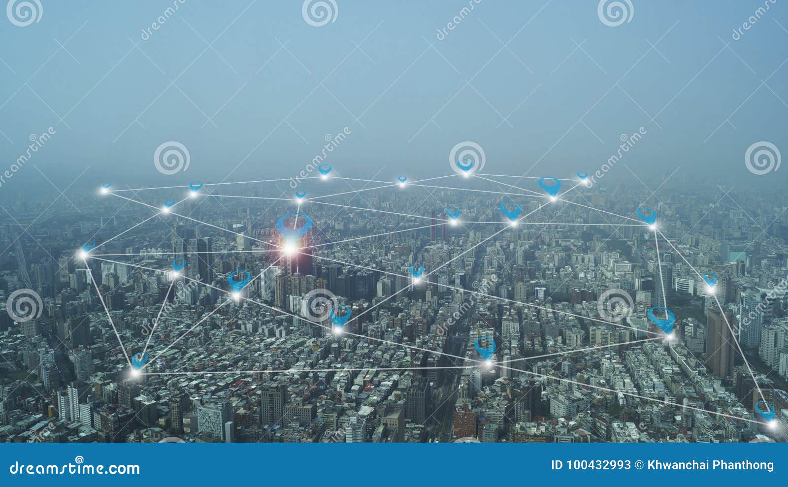 City with Connection Line Concept Stock Image - Image of design ...