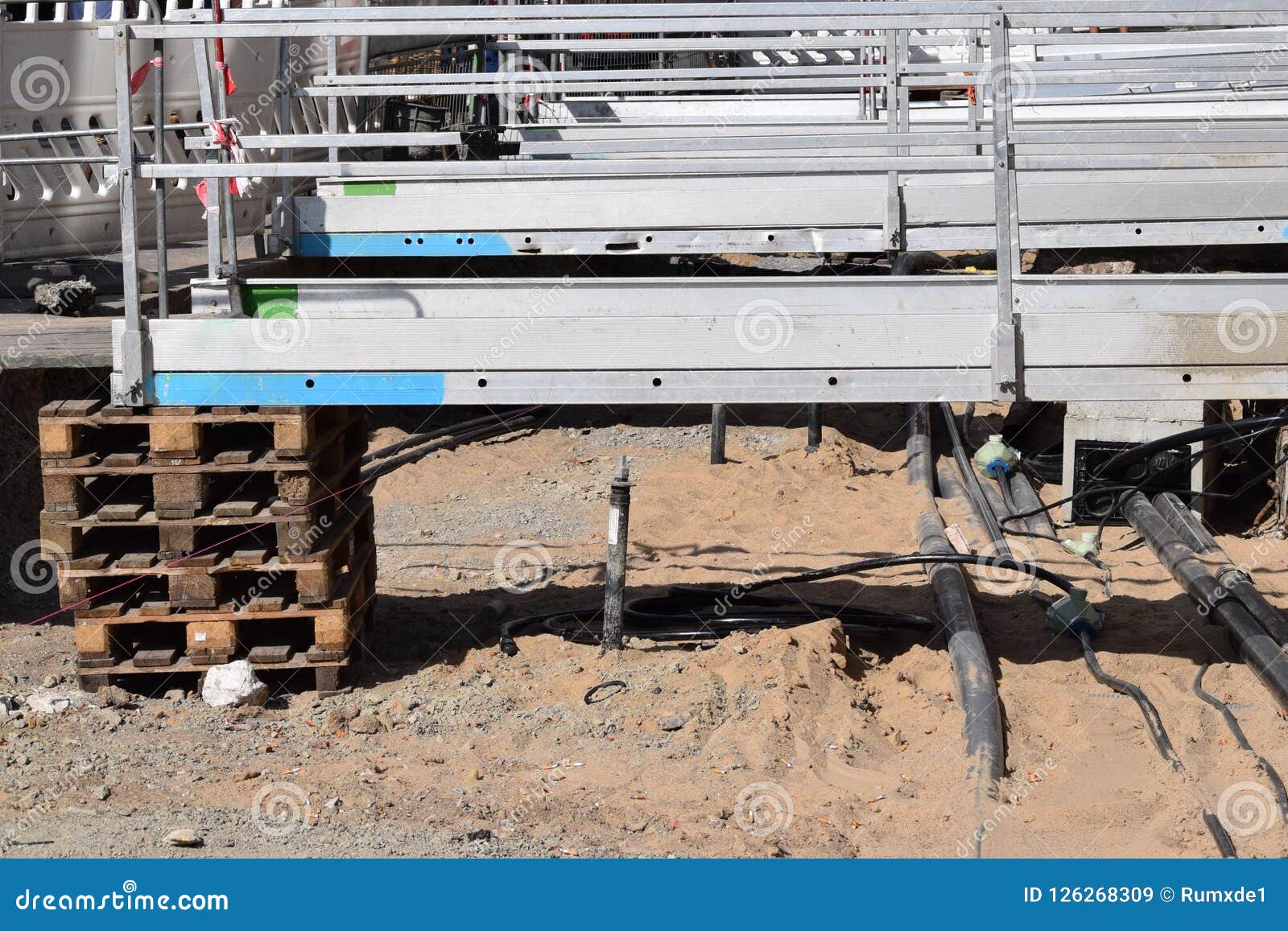 City Construction Site with Temporary Walkways Stock Image - Image of ...
