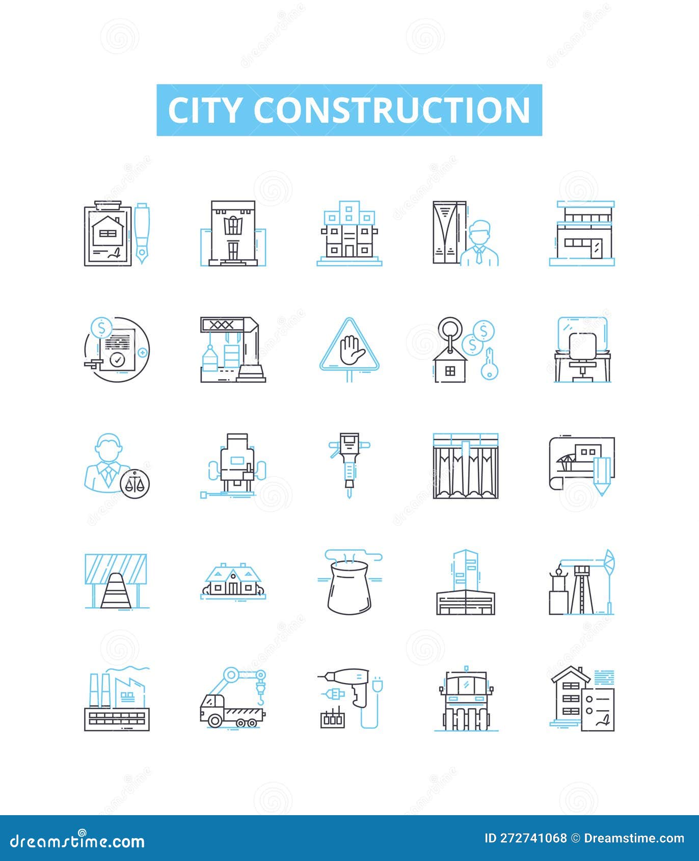 City Construction Vector Line Icons Set. Urbanization, Architecture ...