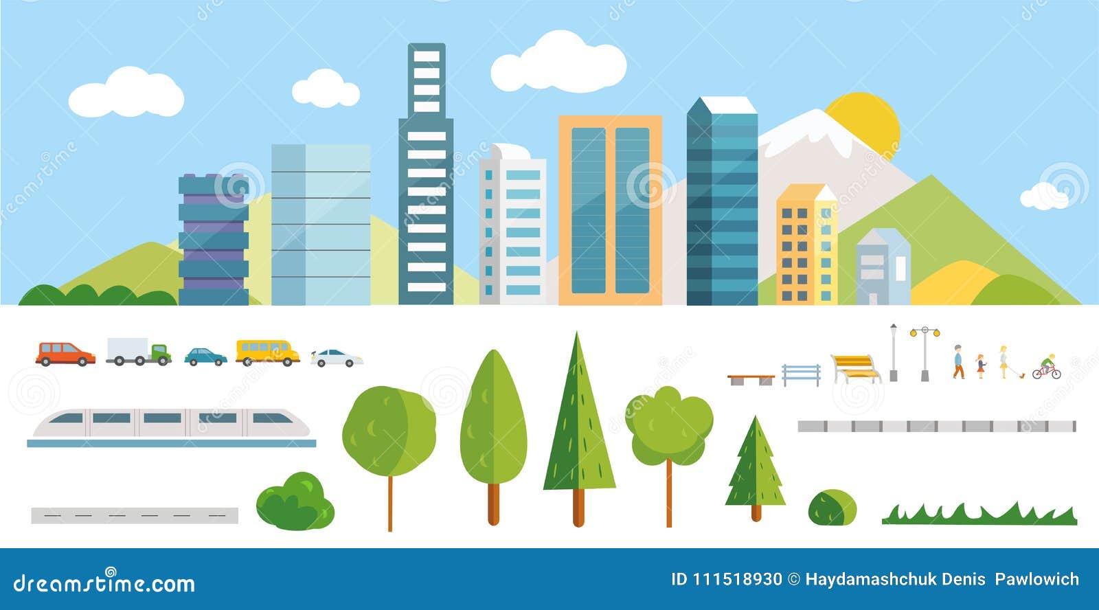 City Constructor Vector Illustrations. Elements for Creating Your Own ...