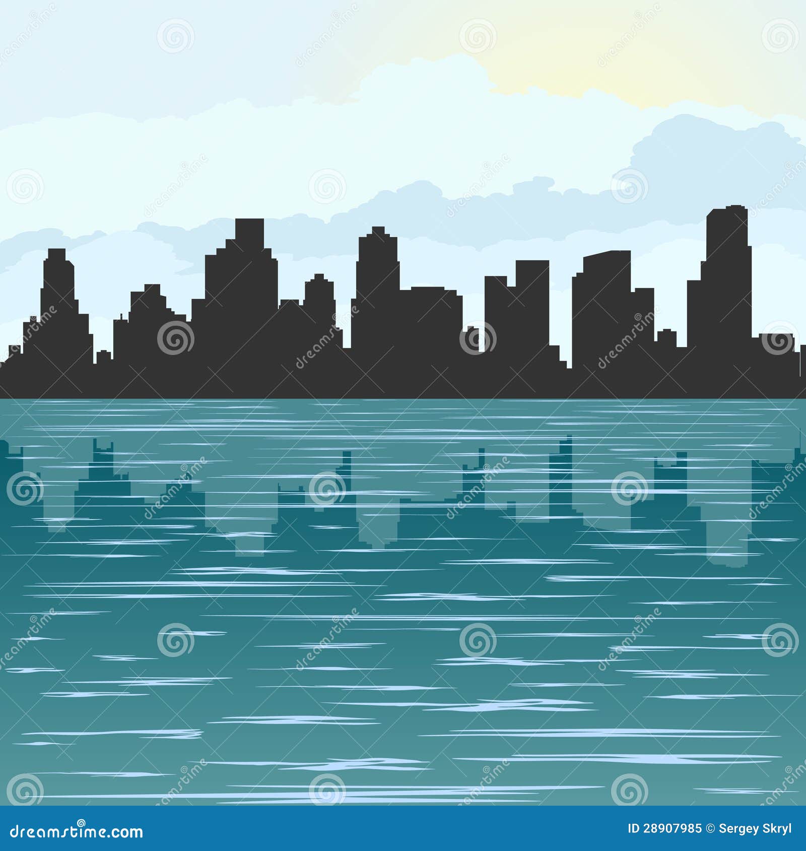 City contour at the sea stock vector. Illustration of ocean - 28907985