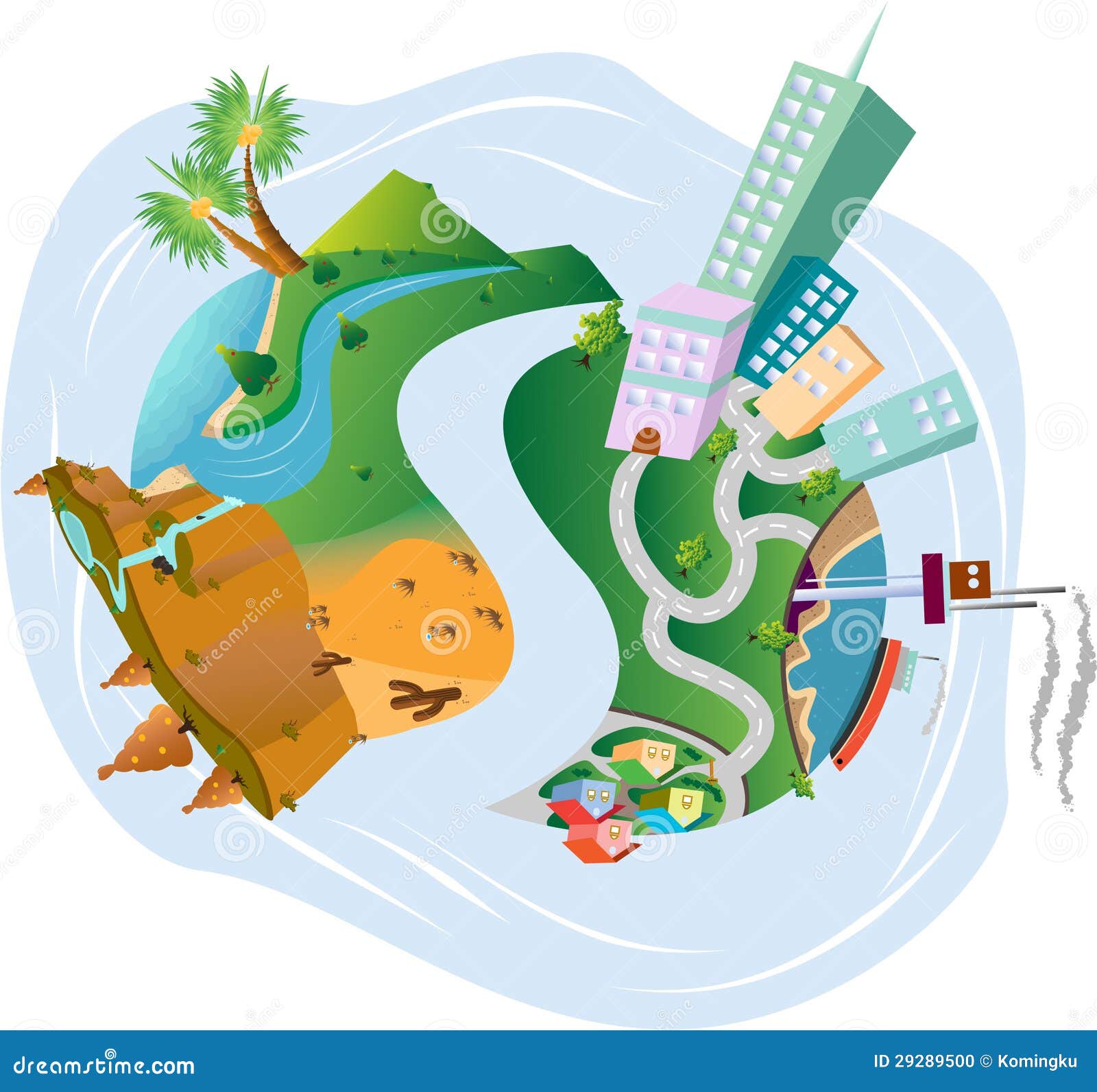 The city and country stock vector. Illustration of houses - 29289500