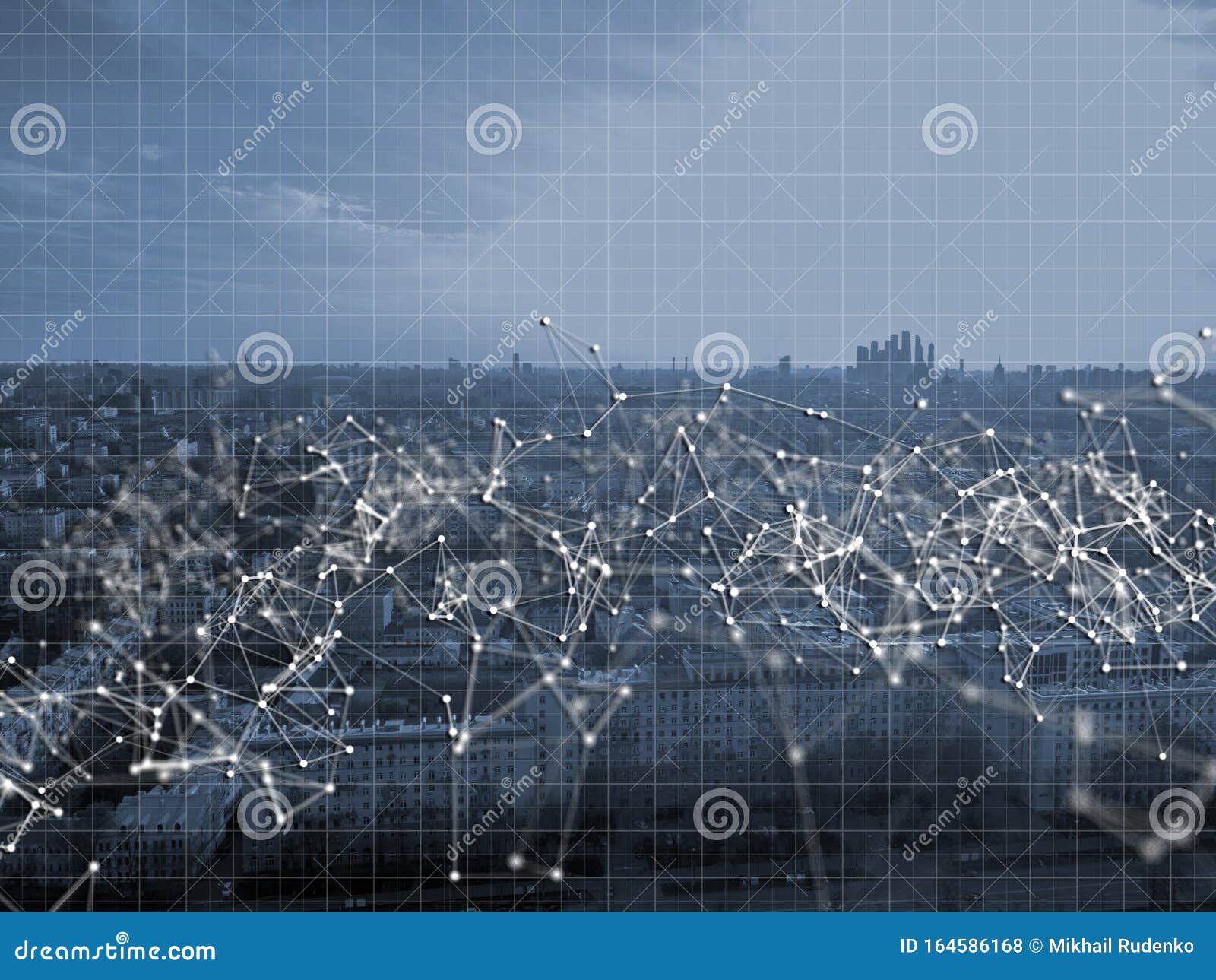 City Covered with the Communication Lines, Phone or Internet Connection ...