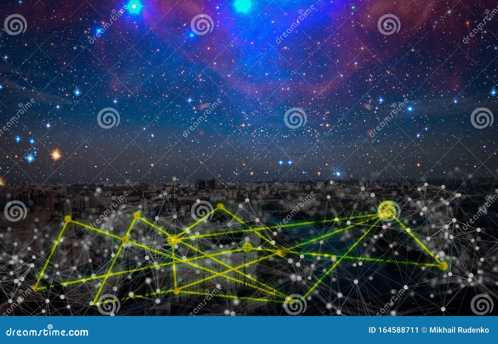 City Covered with the Communication Lines, Phone or Internet Connection ...