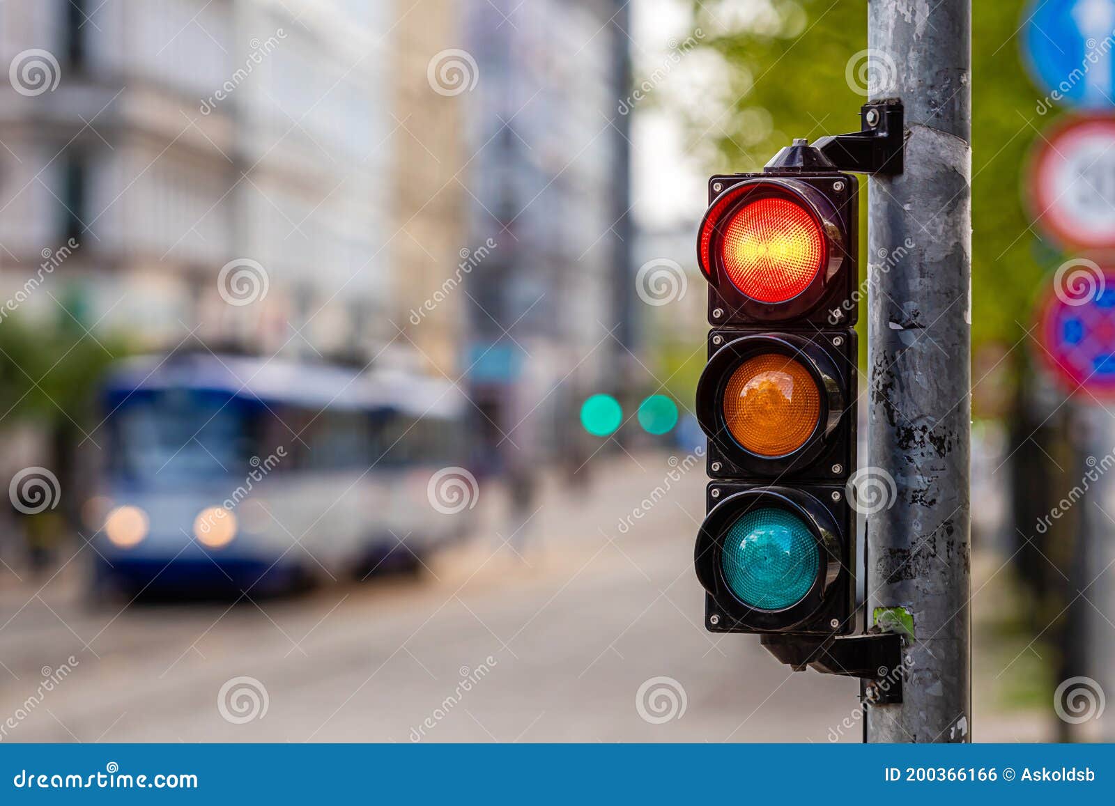 A City Crossing with a Semaphore, Red Light in Semaphore Stock Photo ...