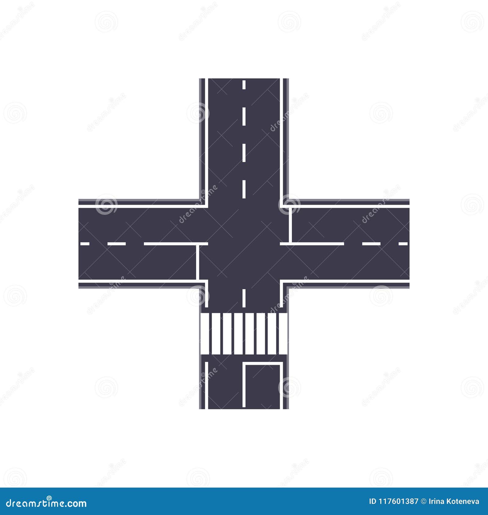 City Crossroad Isolated Map Segment. Stock Vector - Illustration of ...