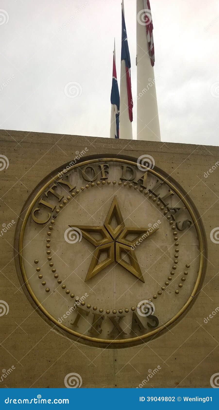 City of Dallas Sign with Flags Stock Photo - Image of wall, flags: 39049802