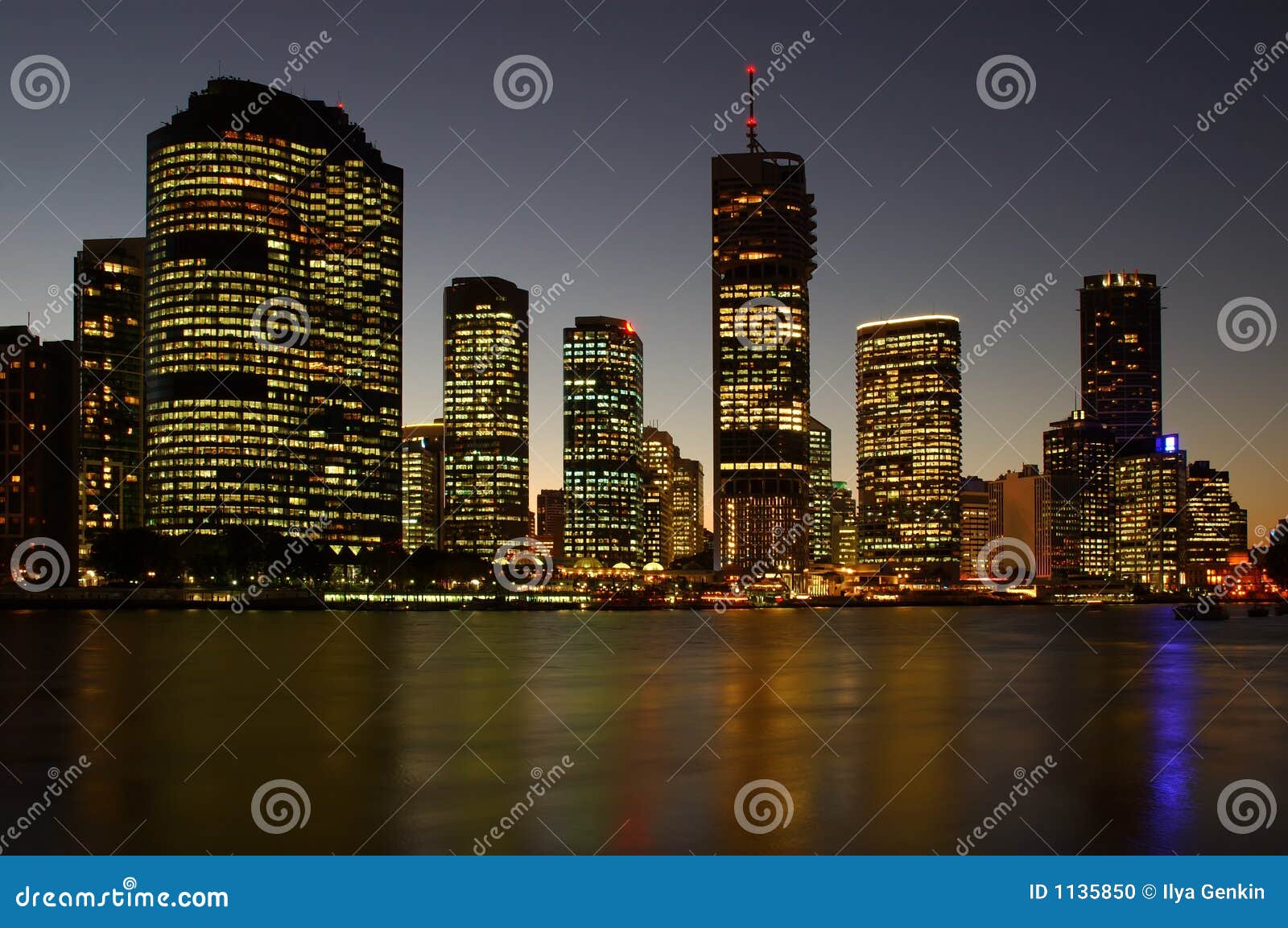 City after Dark stock photo. Image of light, harbour, futuristic - 1135850