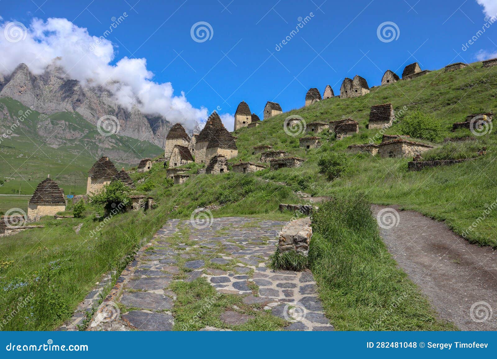 City of the Dead Dargavs Necropolis with Landscape of the Mountains ...
