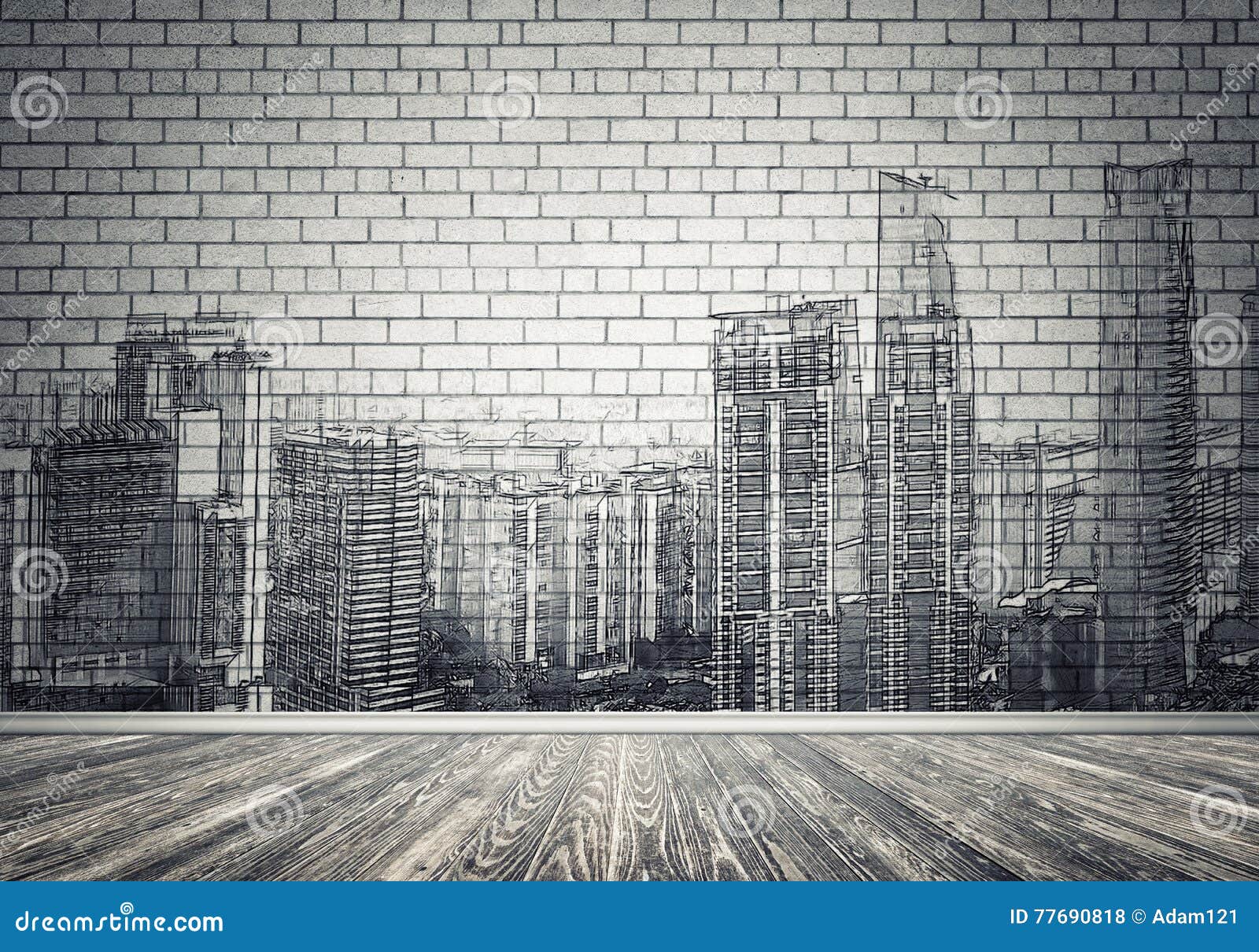 City design on wall stock photo. Image of real, concept - 77690818