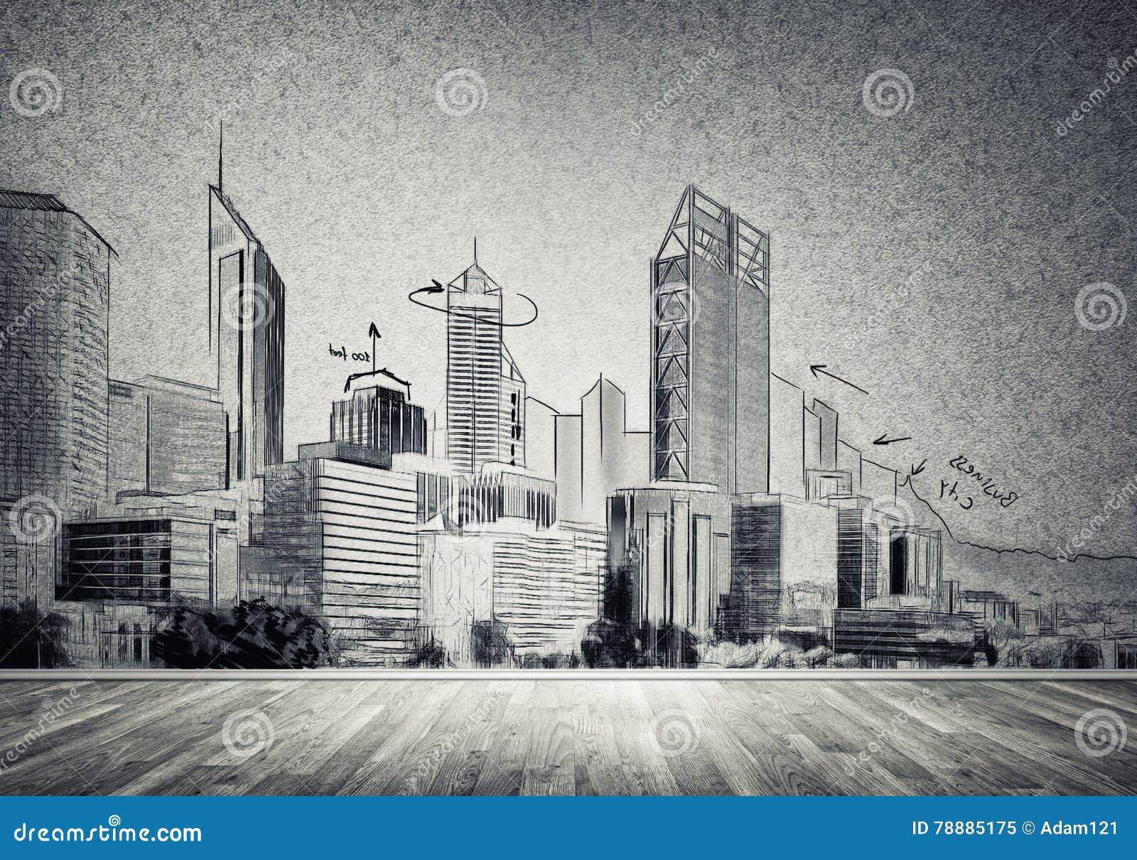 City design on wall stock illustration. Illustration of exterior - 78885175