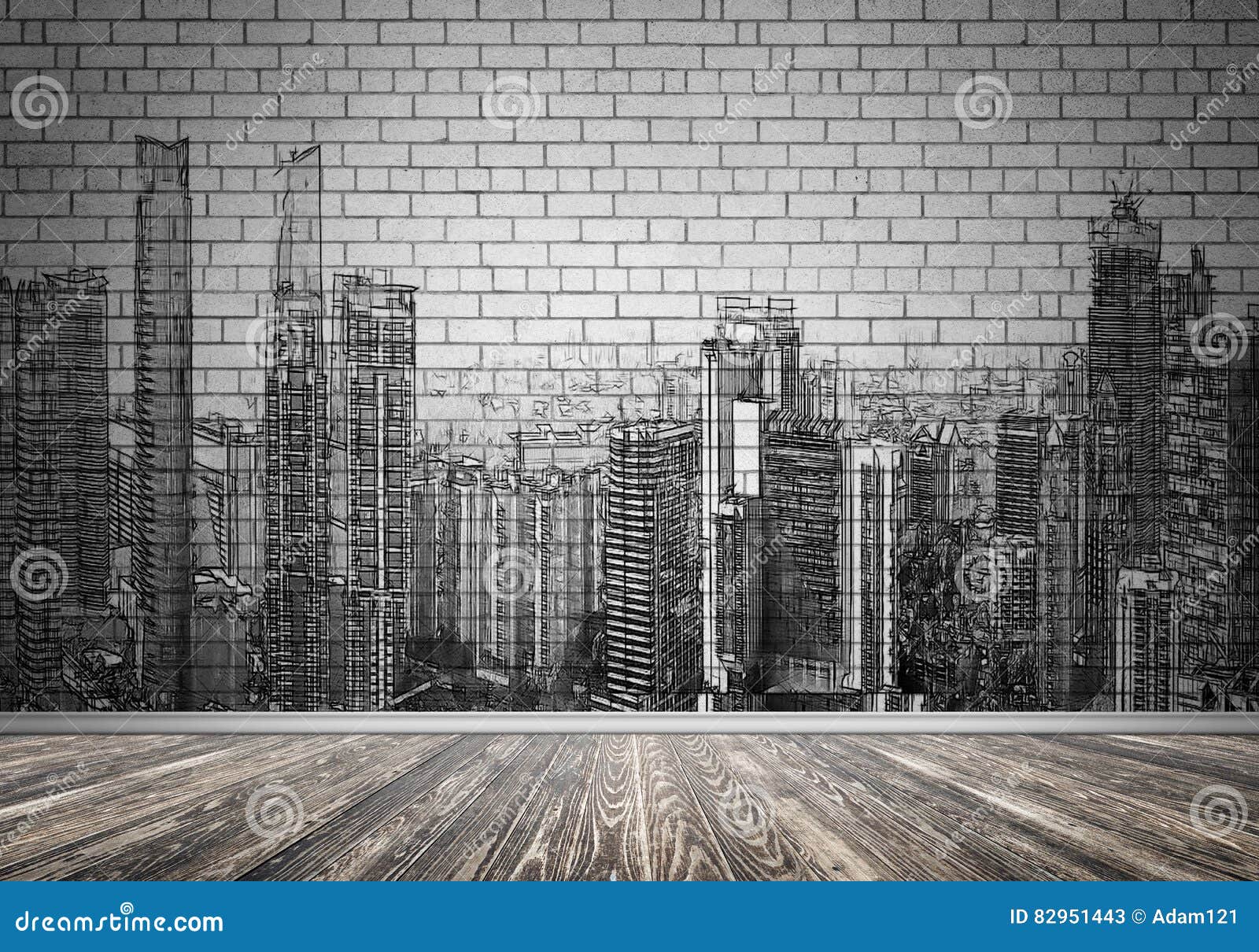 City design on wall stock illustration. Illustration of project - 82951443