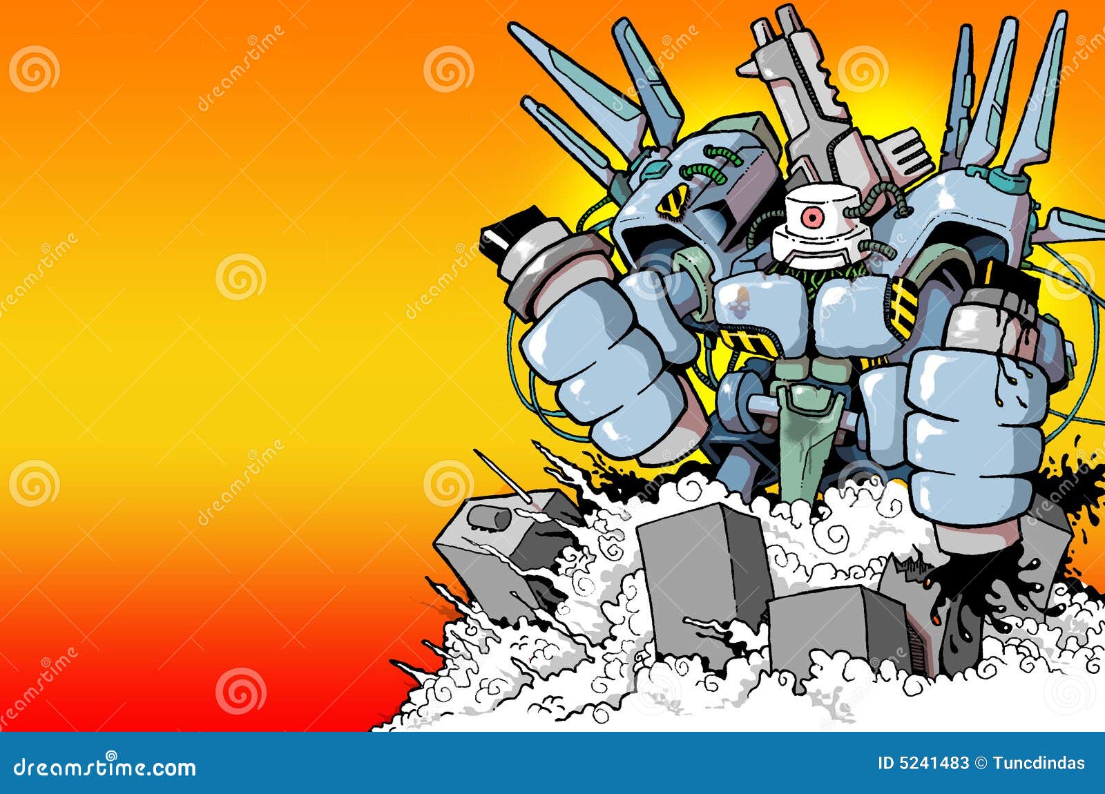 Giant Destroyer Robot Vector Illustration | CartoonDealer.com #232445630