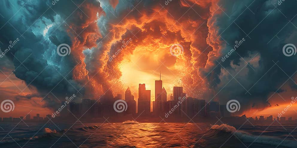 City Devastated by Powerful Explosion Engulfed in a Massive Shockwave ...