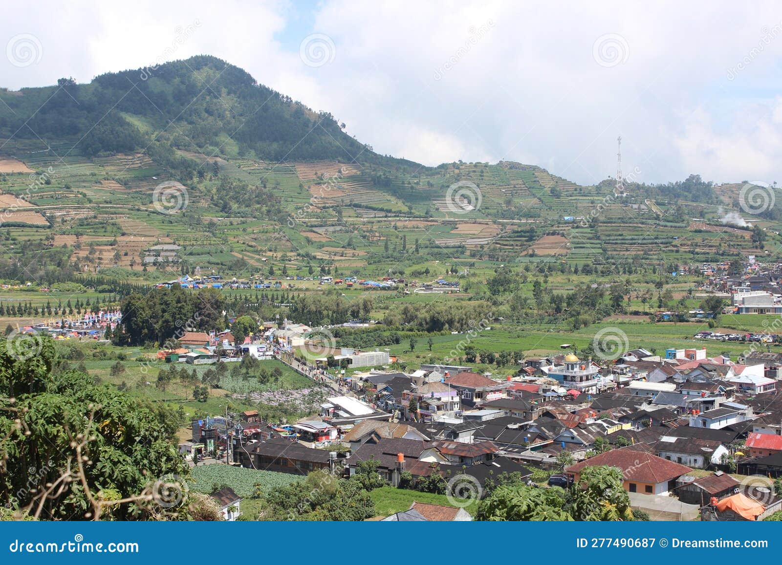 The city of Dieng stock image. Image of dieng, green - 277490687