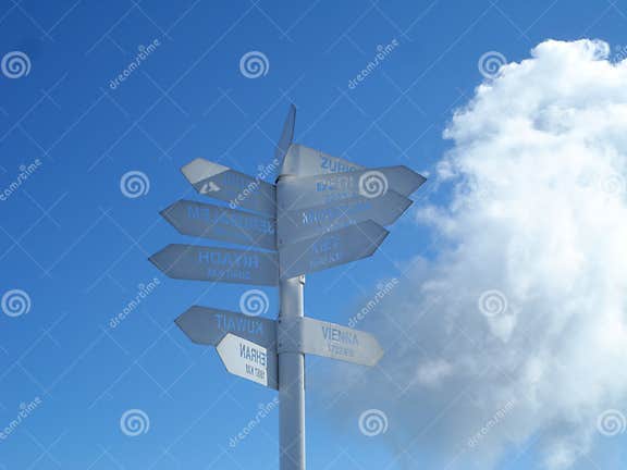 City direction indicator stock photo. Image of kilometers - 316553358