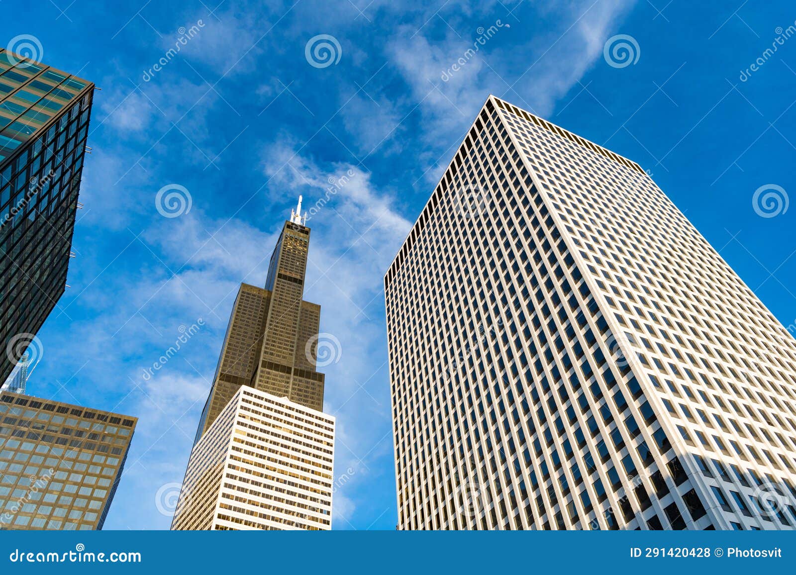City Downtown with Skyscraper in Perspective. Perspective View ...