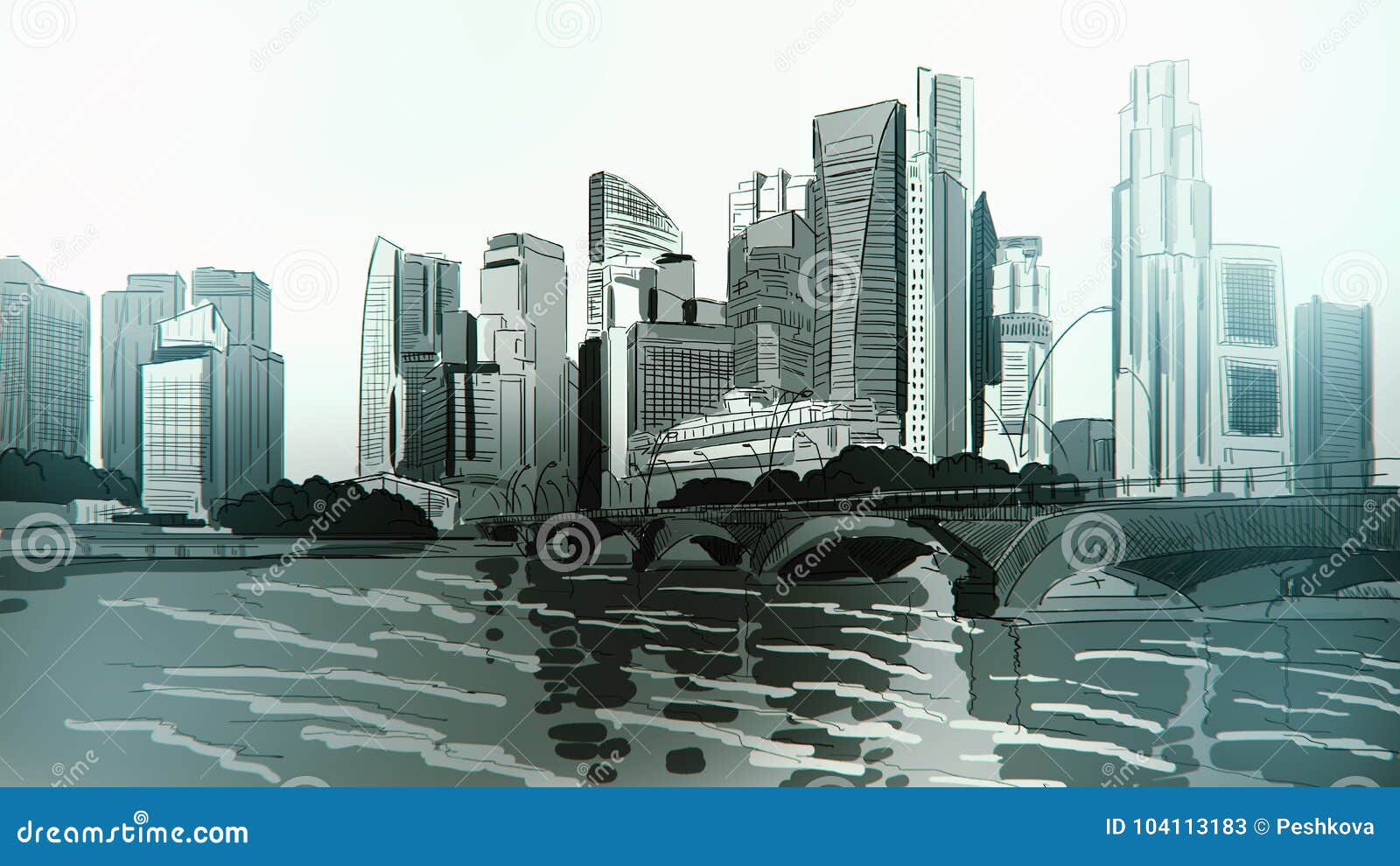 City drawing background stock illustration. Illustration of scene ...