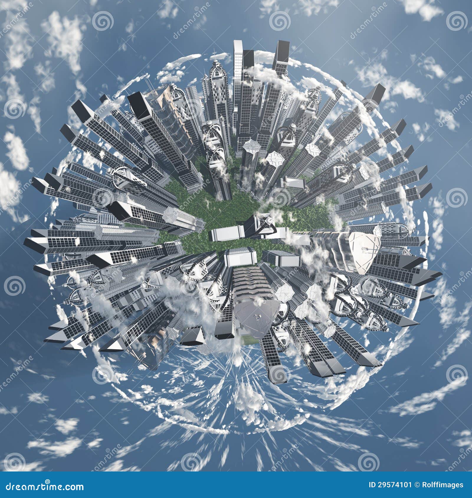 City Earth with Clouds stock illustration. Illustration of concept ...