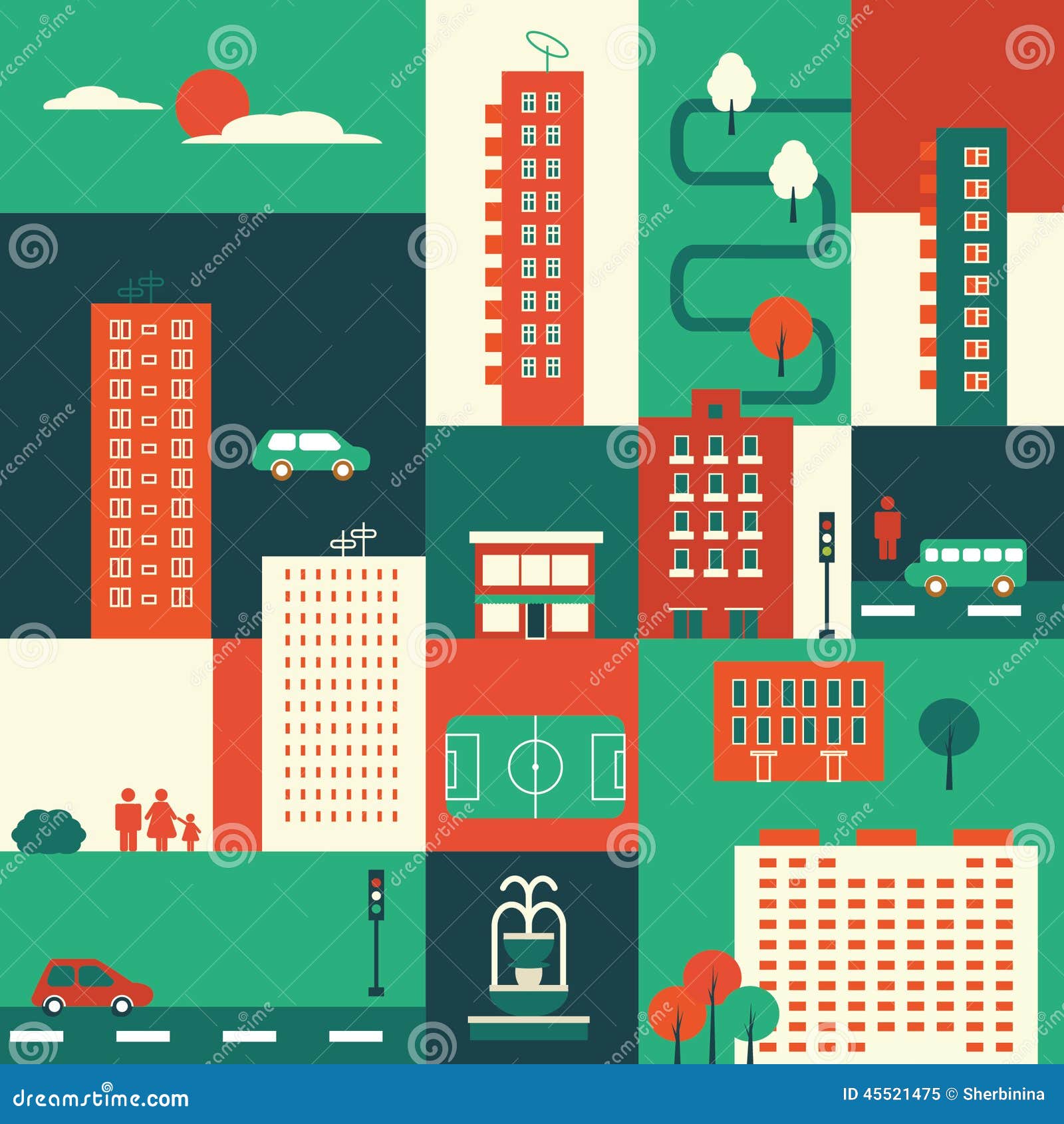 City Map Elements Illustration, Drawing, Engraving, Ink, Line Art ...