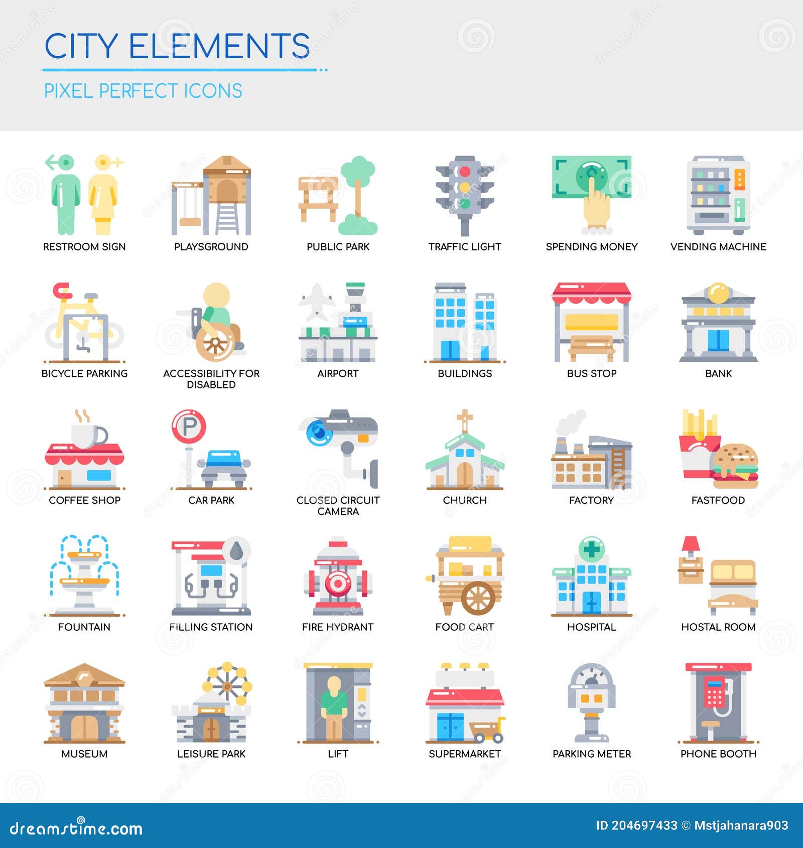 City Elements , Thin Line and Pixel Perfect Icons Stock Vector ...