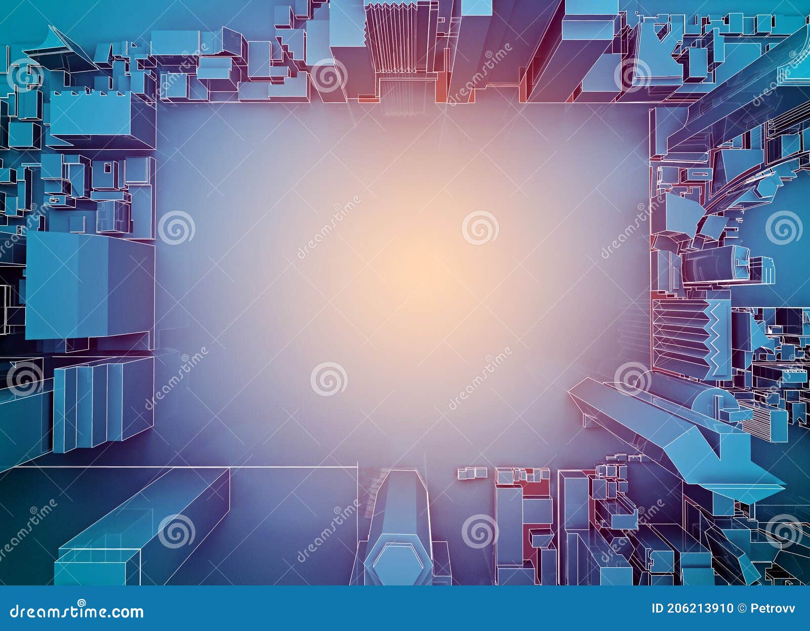City with an Empty Place. Top View Stock Illustration - Illustration of ...
