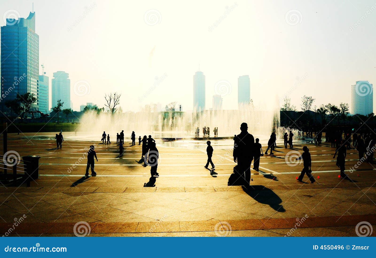 In City Eruptive Fountain Square People Stock Photo - Image of city ...