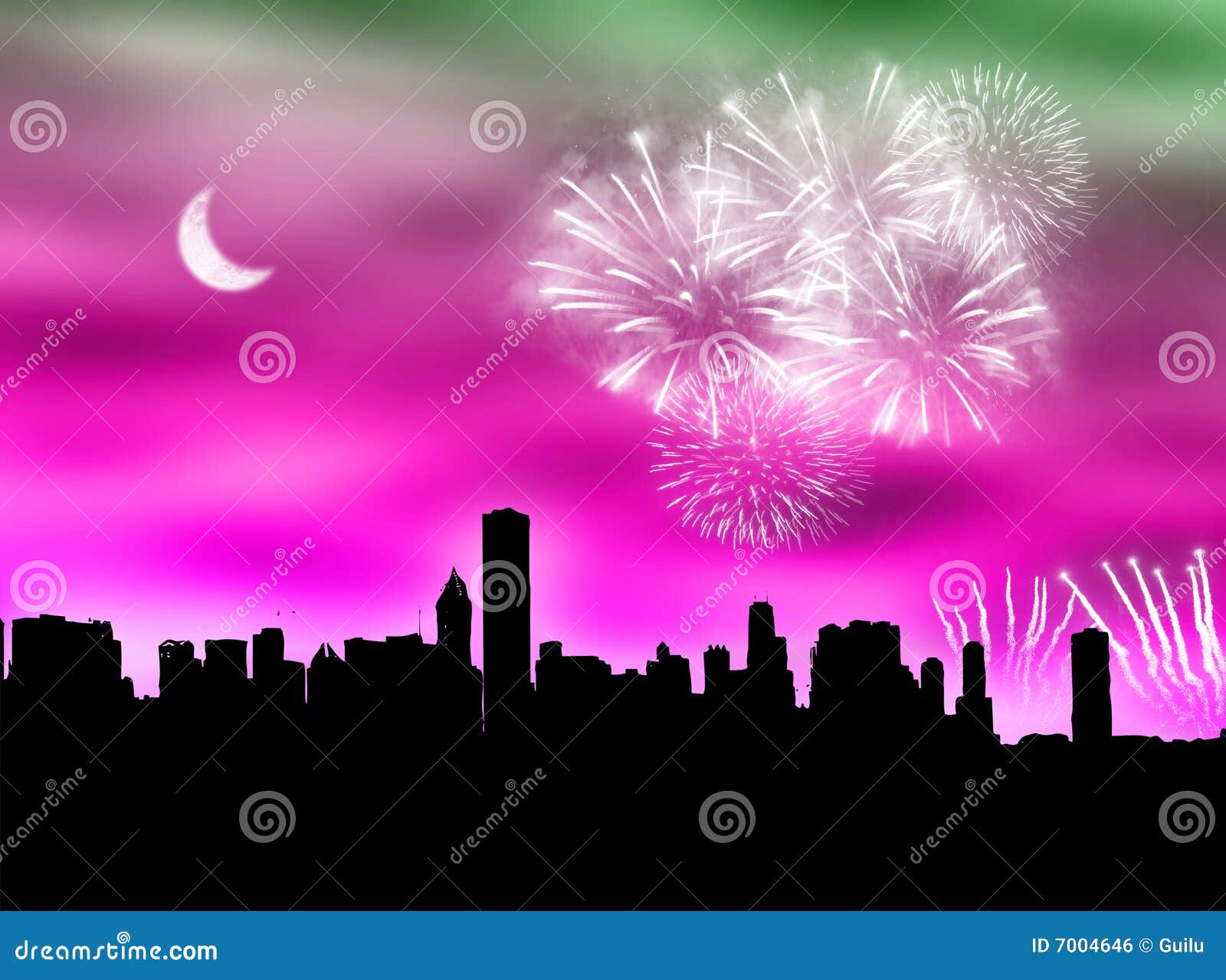 City fireworks stock illustration. Illustration of cityscape - 7004646