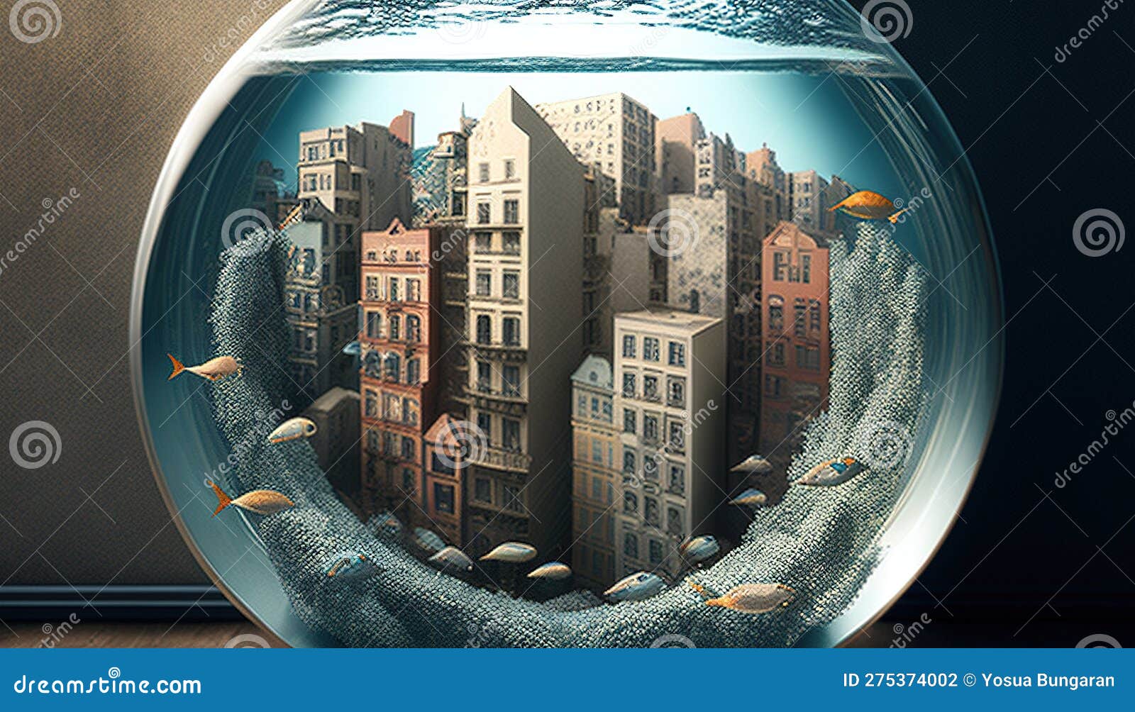 City in a Fishbowl, Digital Art Illustration, Generative AI Stock ...