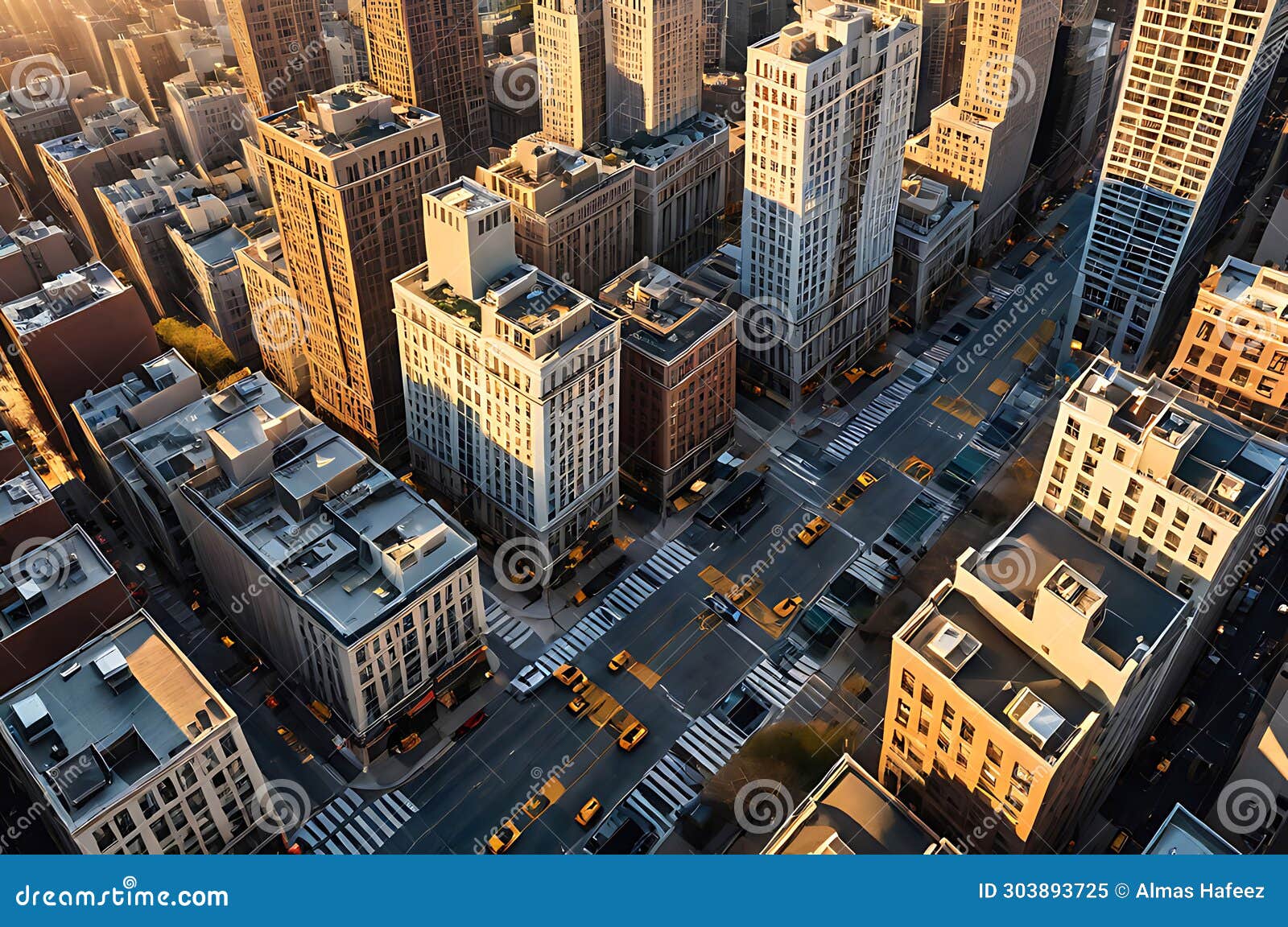 City Flow: Overhead View of a Bustling Cityscape with Intersecting ...