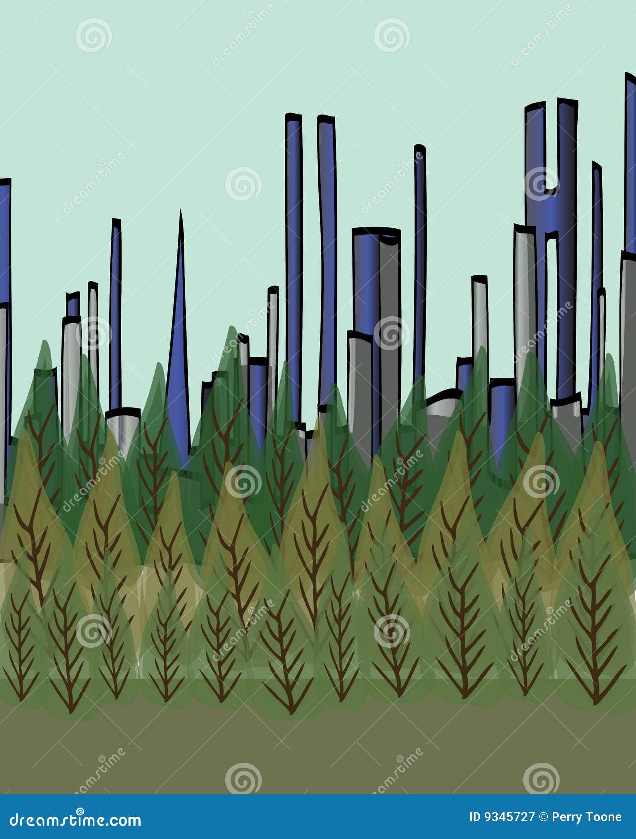 City Forest Illustration stock vector. Illustration of digital - 9345727