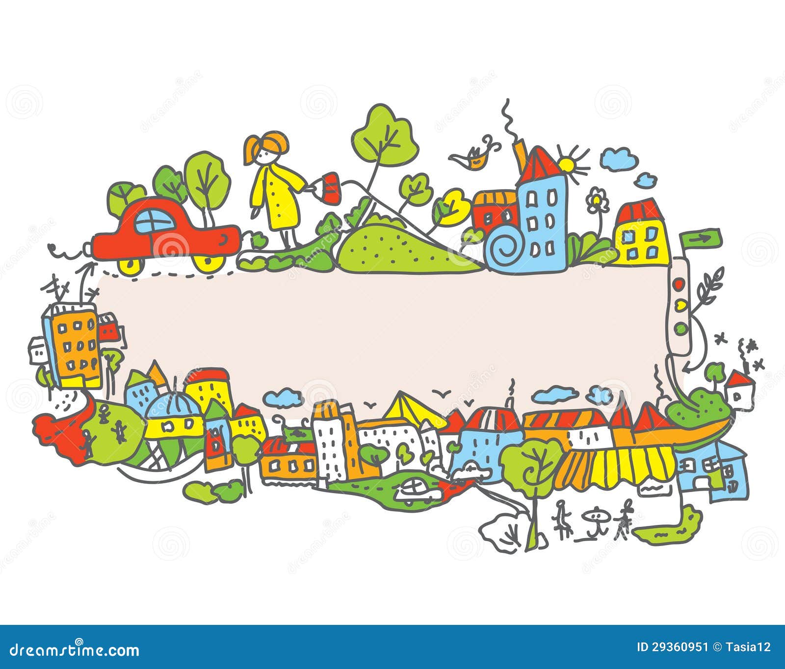 City frame for children stock vector. Illustration of leaf - 29360951