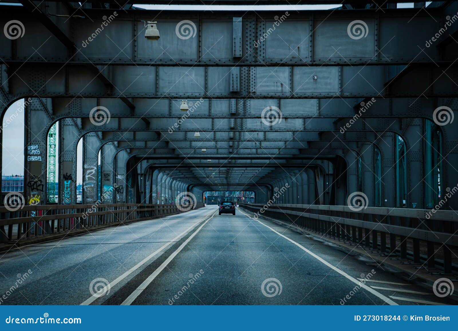City Freeway in Hamburg with Steel Bridge Editorial Stock Image - Image ...