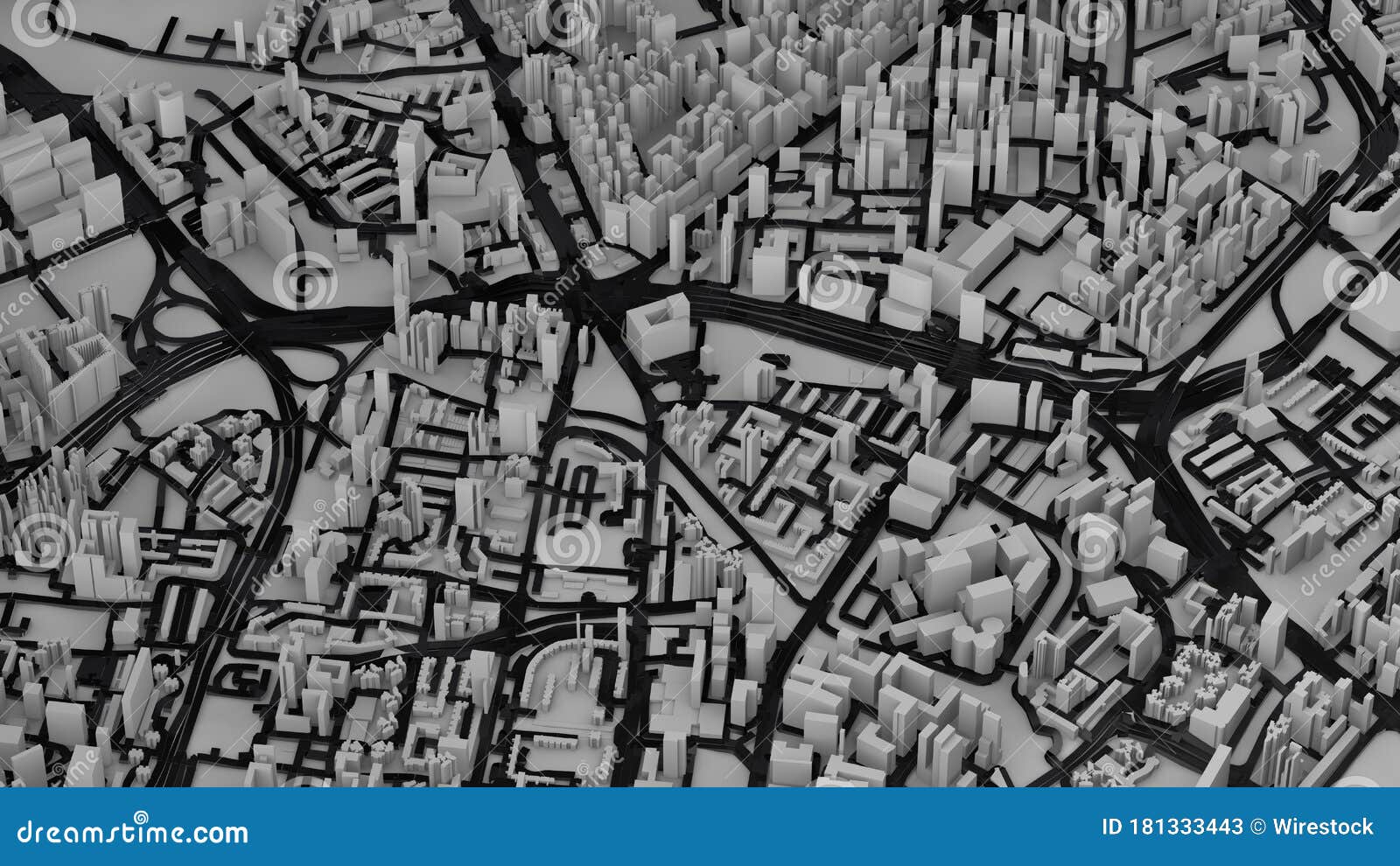 A City Future Digital View Map 3d Stock Illustration - Illustration of ...