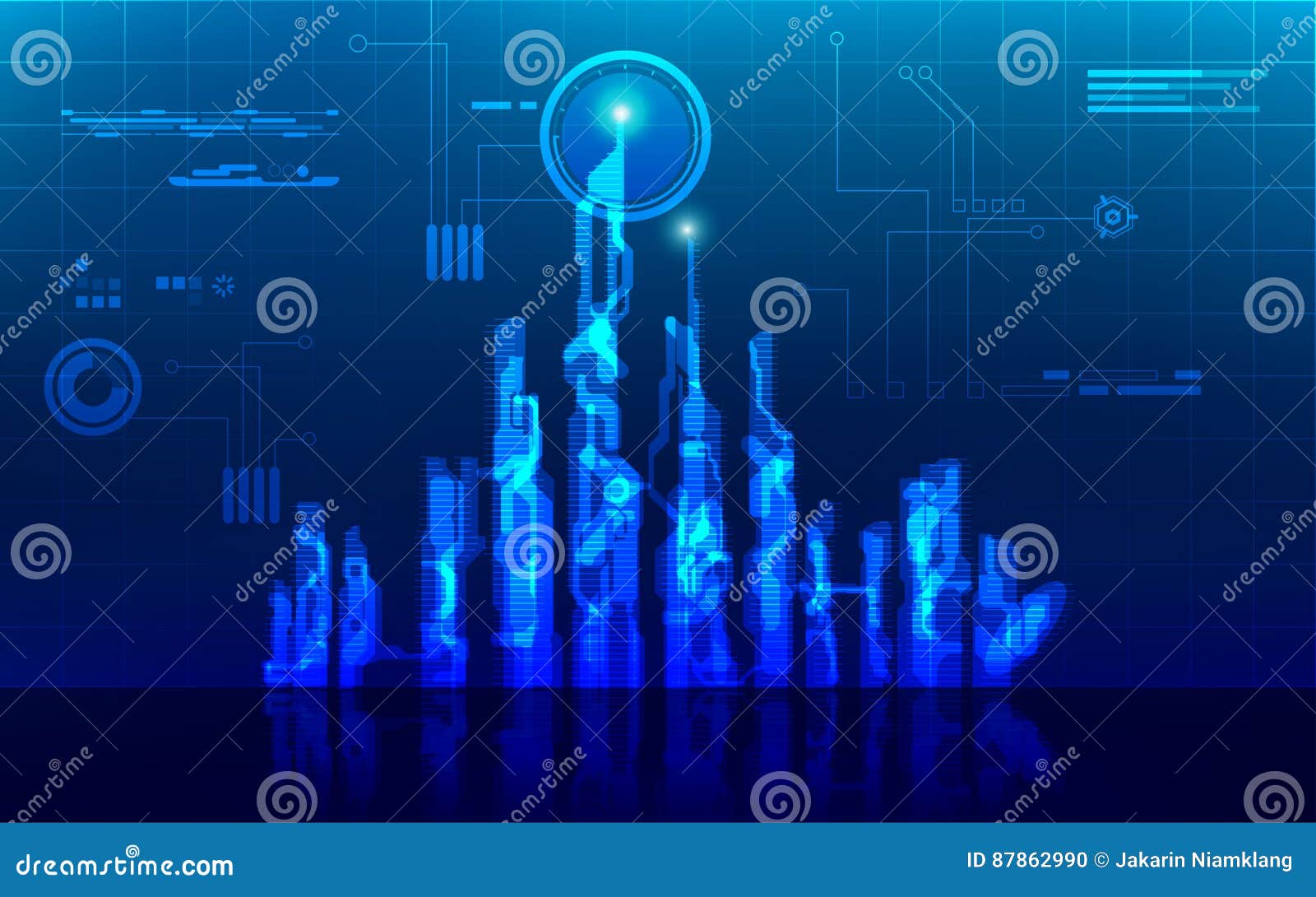 City stock vector. Illustration of matrix, futuristic - 87862990