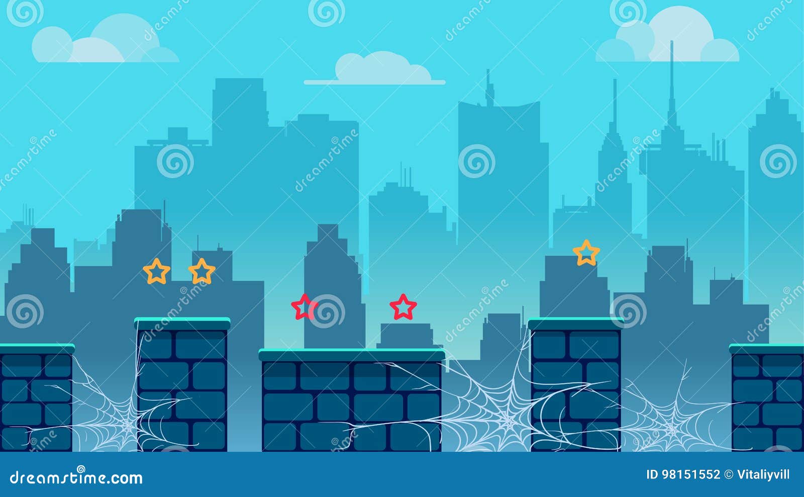 City Game Background, with Different Platforms and Separated Layers for ...