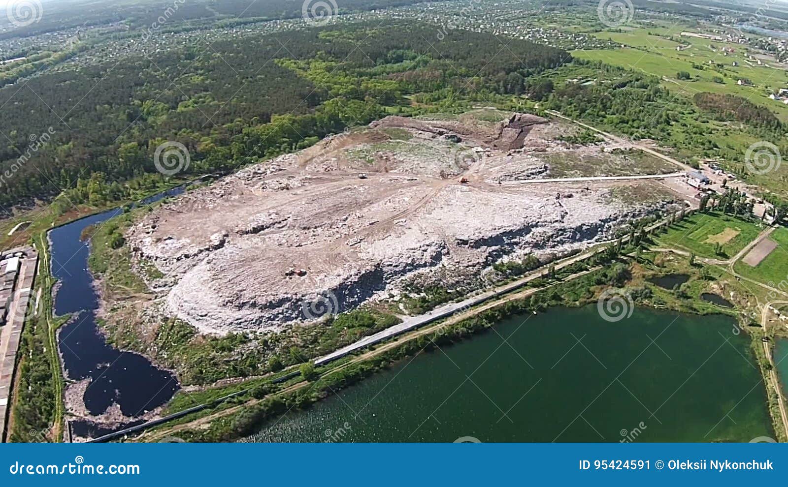 City Garbage Dump from a Bird`s Eye View Neat Lake Stock Video - Video ...