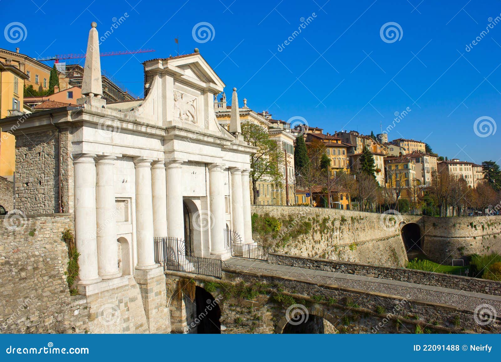 City gate, Bergamo, Italy stock photo. Image of broach - 22091488