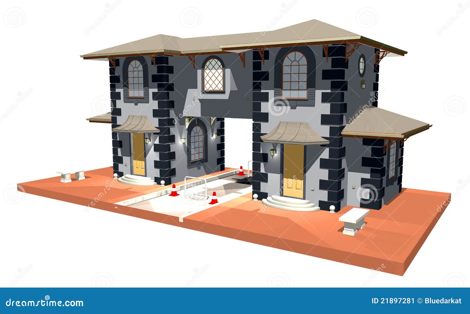 City Gate Construction-Arcade-3D Stock Illustration - Illustration of ...