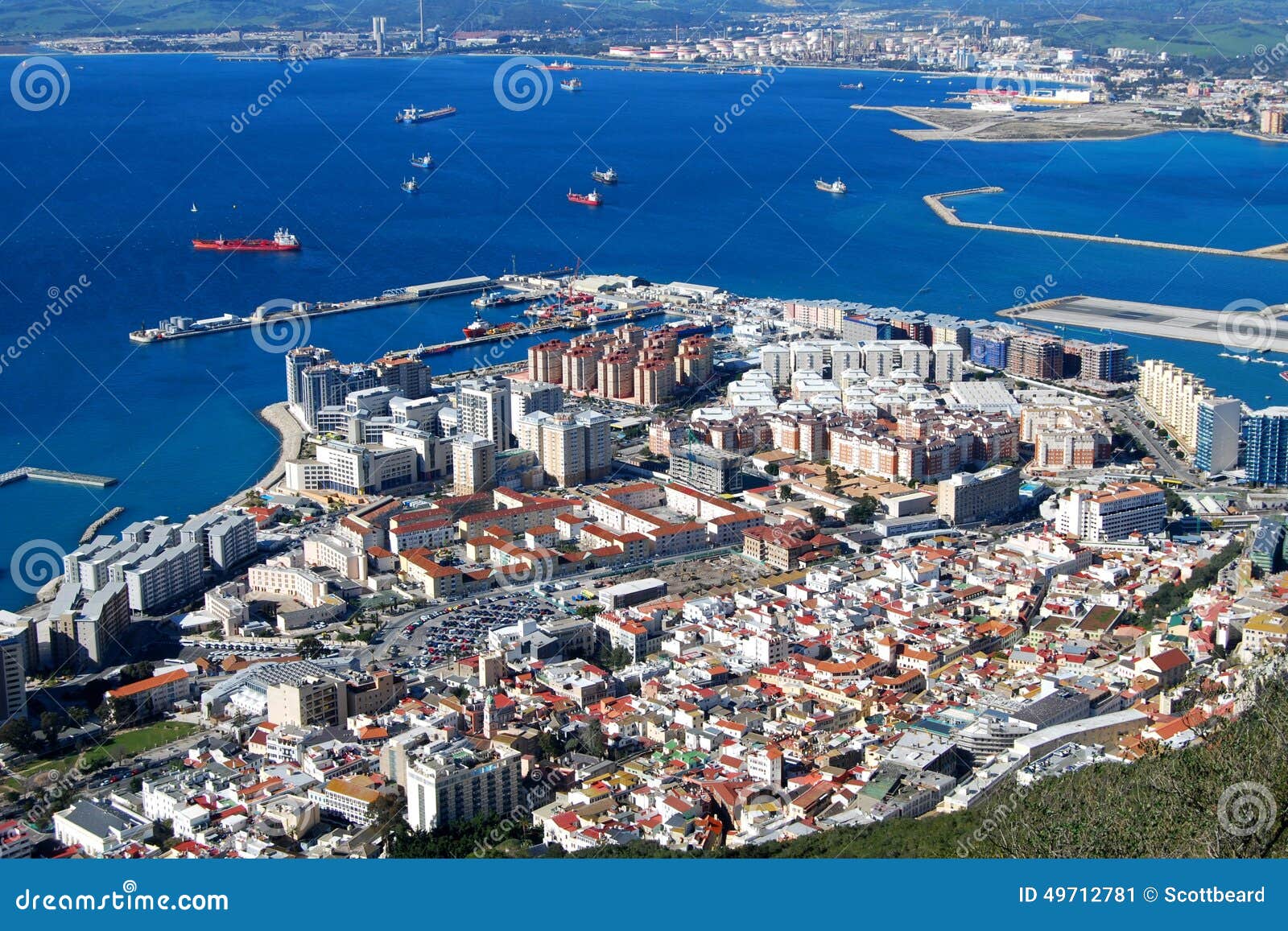 City of Gibraltar Aerial View Stock Image - Image of daytime, harbor ...