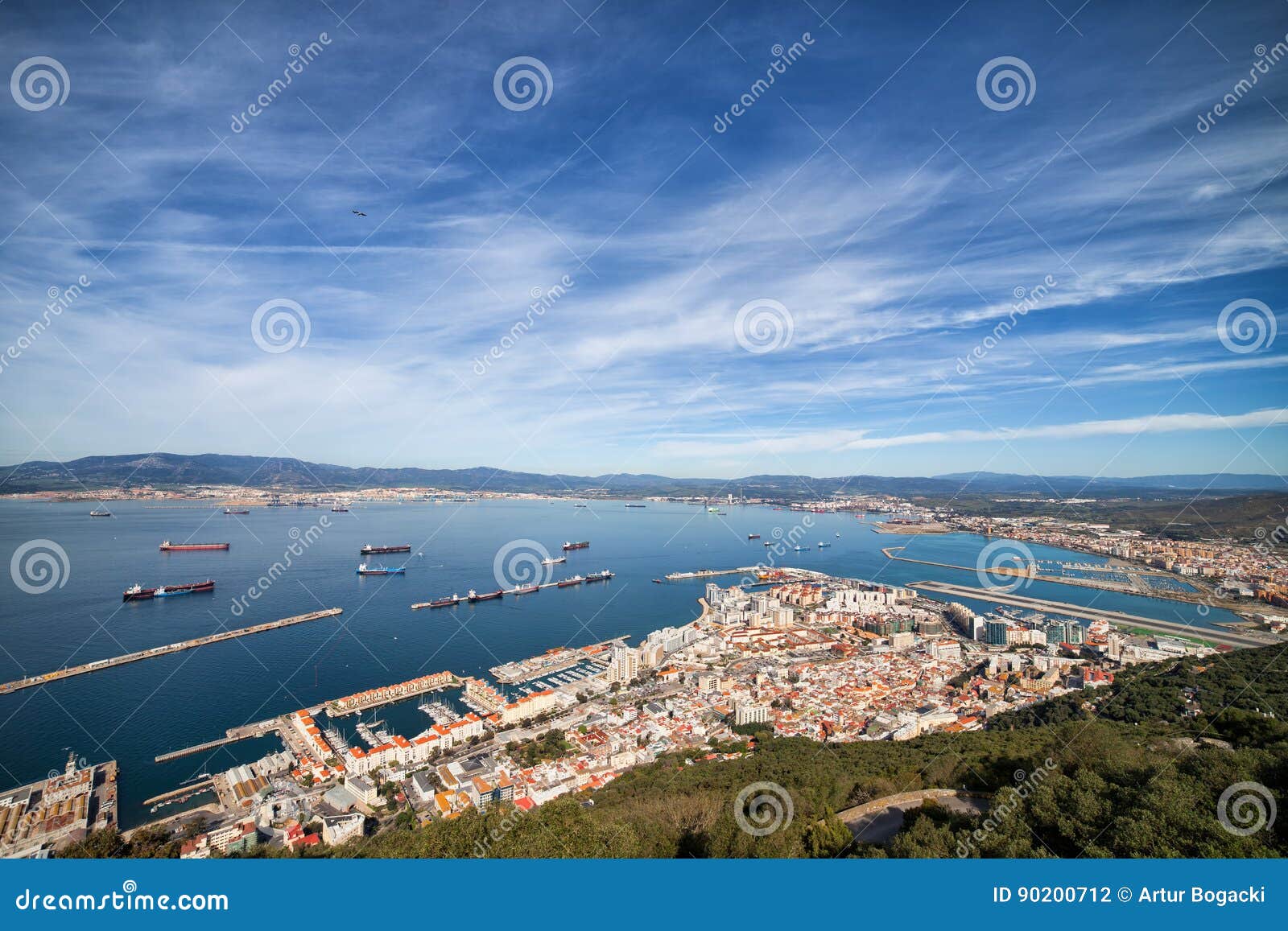 City of Gibraltar Aerial View Stock Photo - Image of mediterranean ...