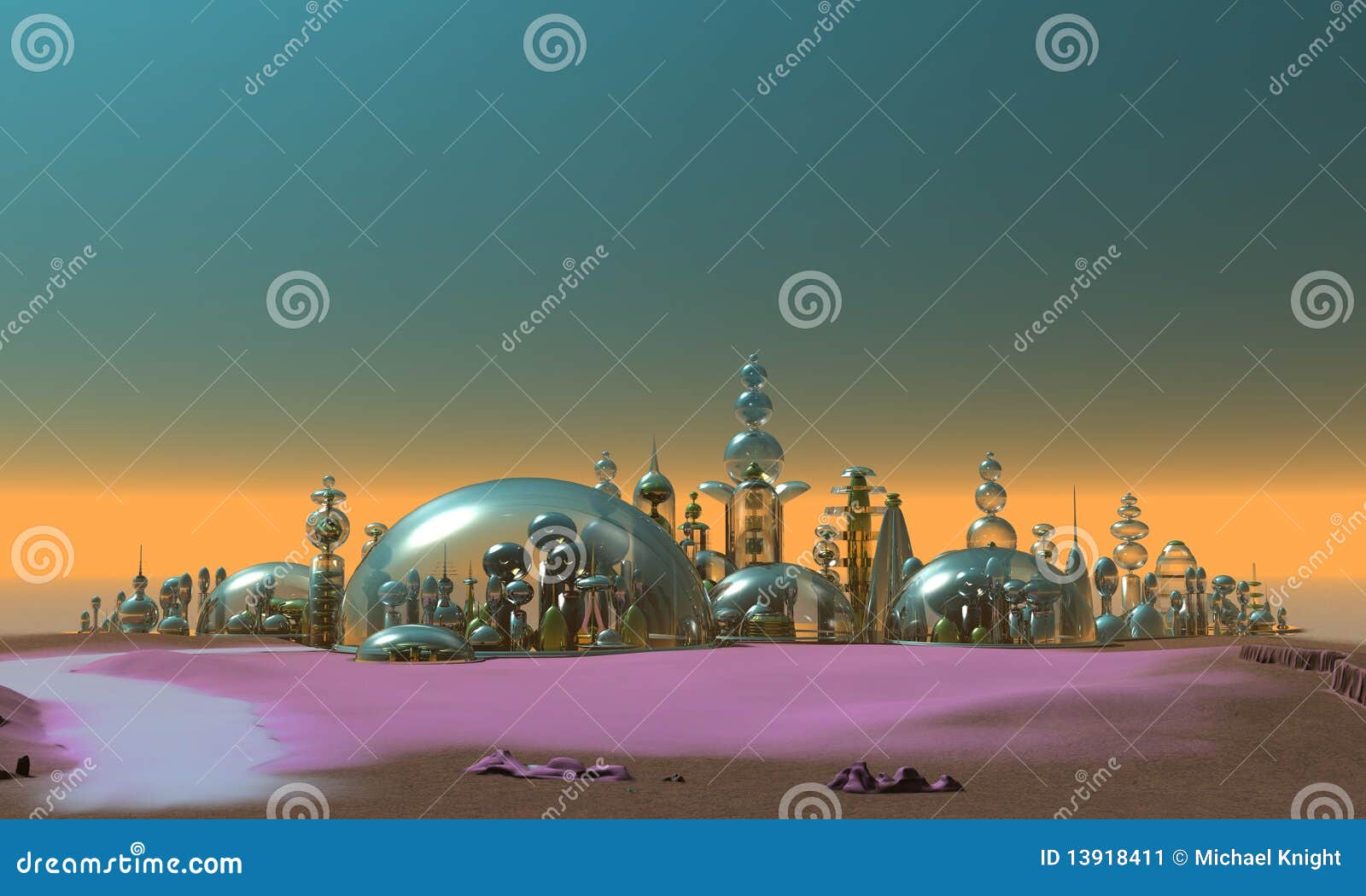 Futuristic Sci-Fi Utopian City Alien Royalty-Free Cartoon ...