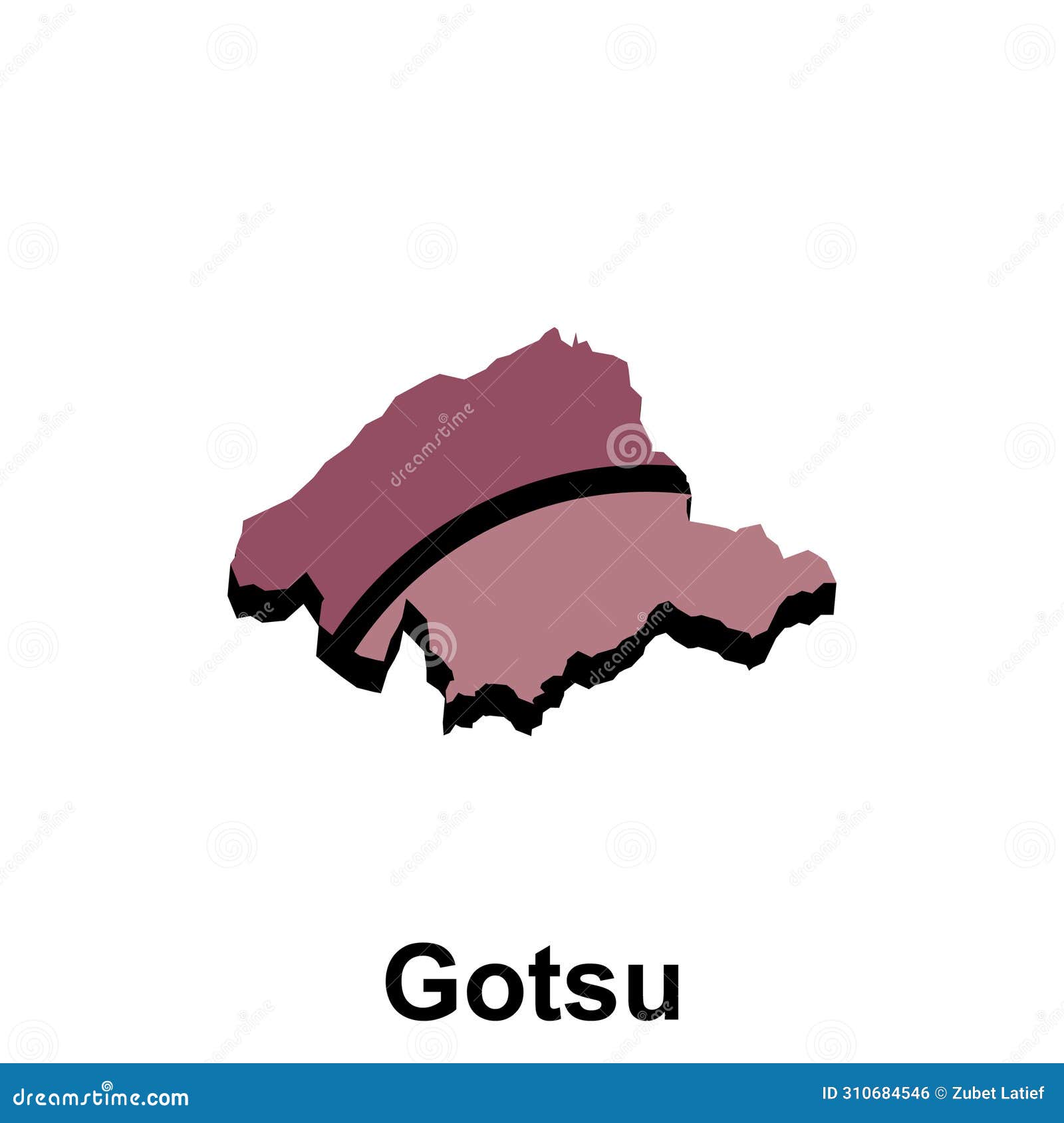 City of Gotsu Map with Name of Gotsu, Map of Japan Illustration Design ...