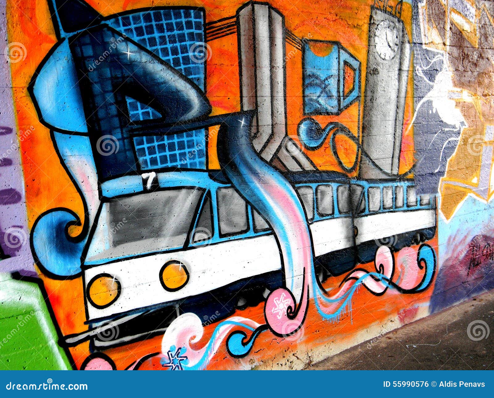 City graffiti. editorial photo. Image of paint, colorful - 55990576