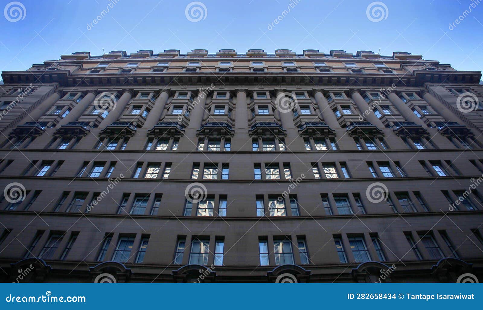 The Ant Eye View of a Large Skyscraper Under a Blue Stock Photo - Image ...