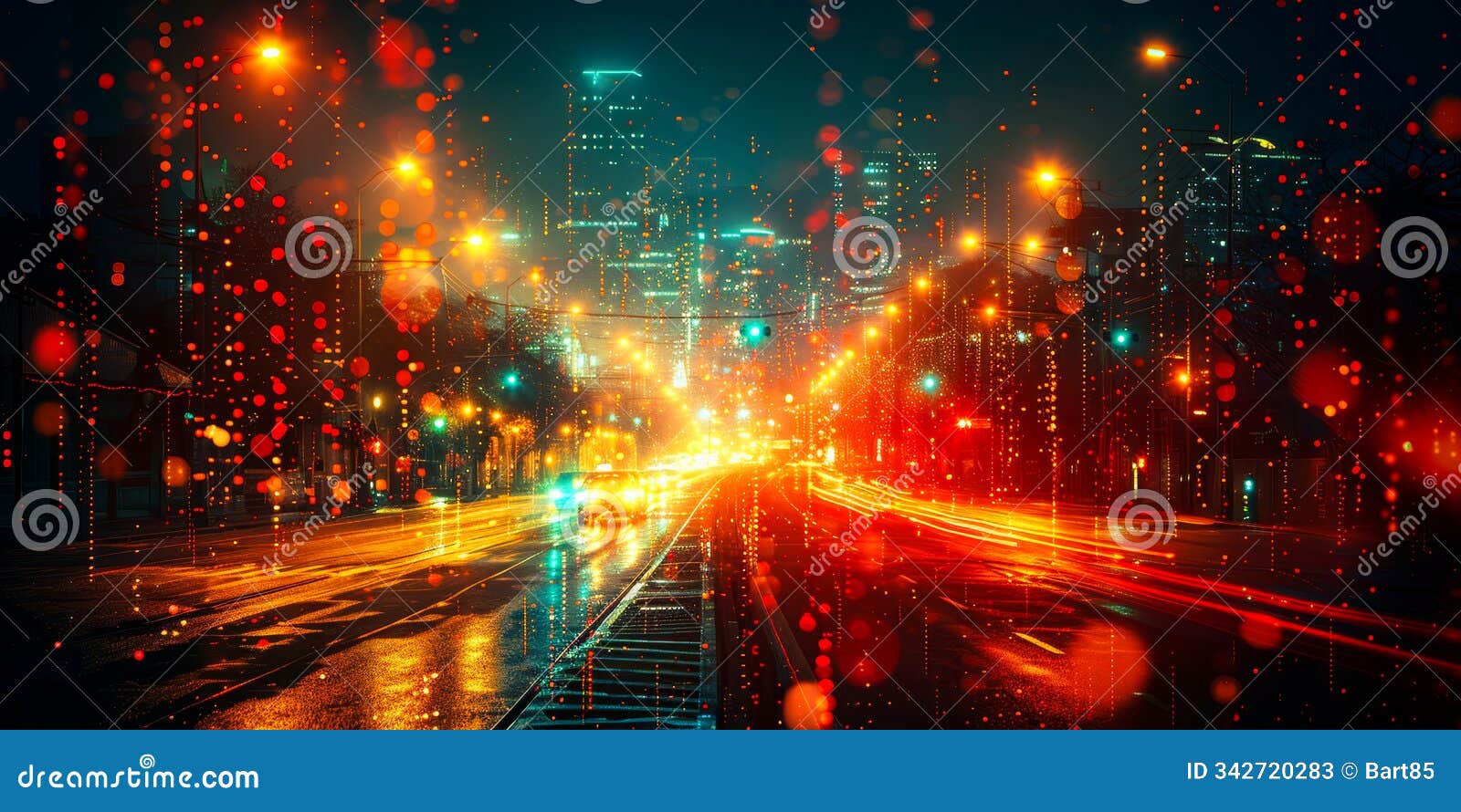 City Grid Network Digital Mapping Traffic Flow Visualization Urban ...