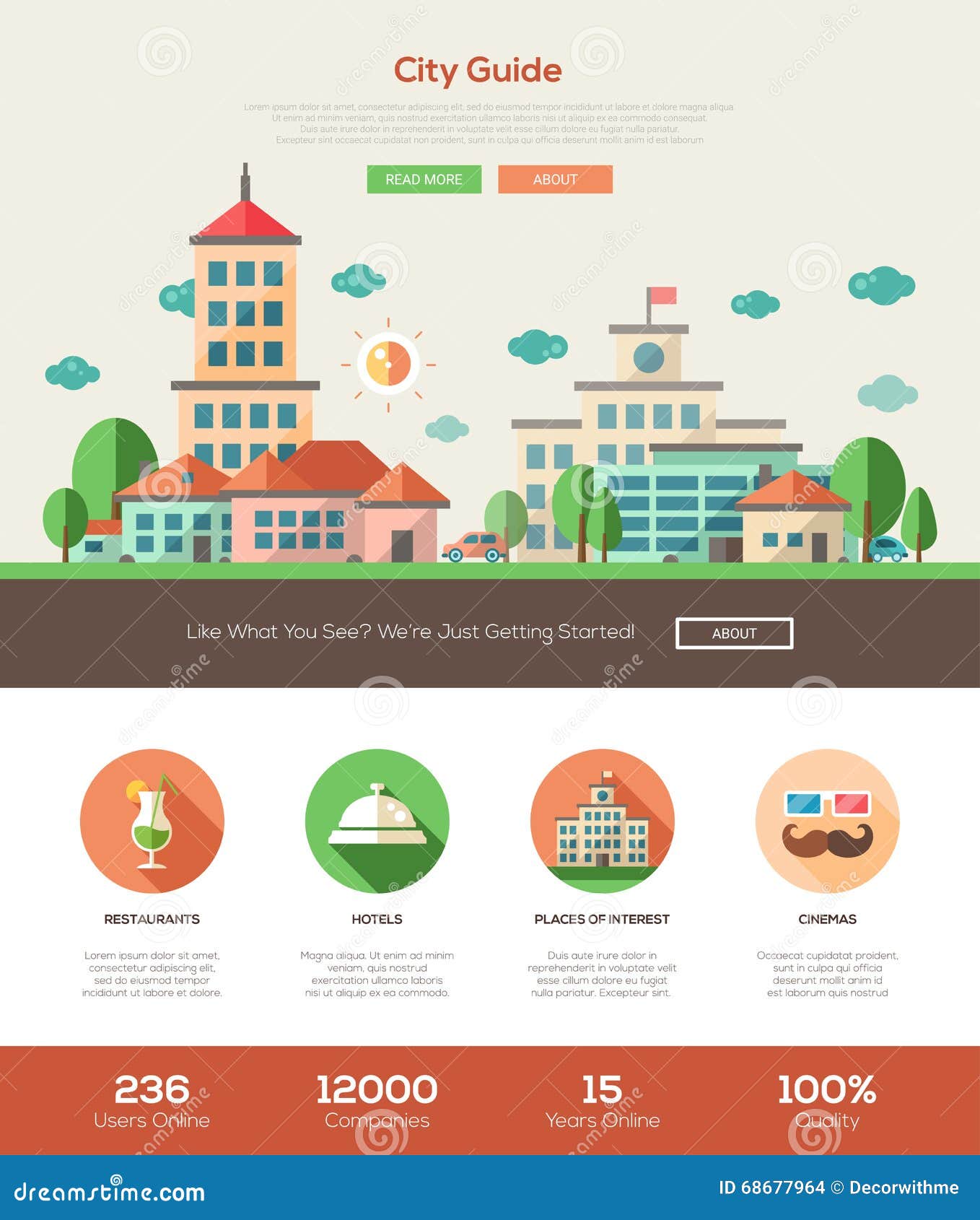 City Guide Website Header Banner with Webdesign Elements Stock Vector ...